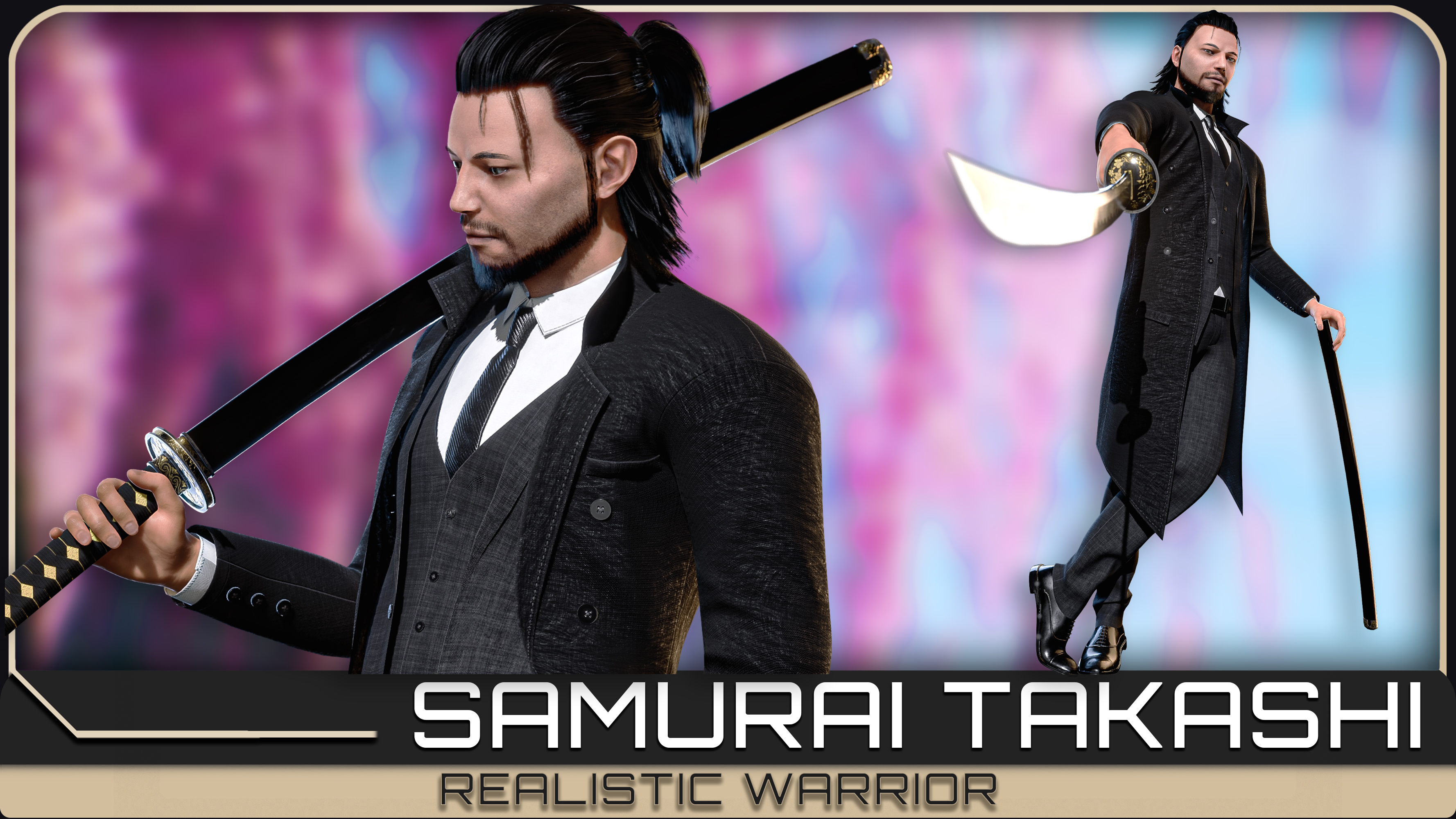 Samurai Takashi - Japanese Warrior - Animated Katana Master Character ...