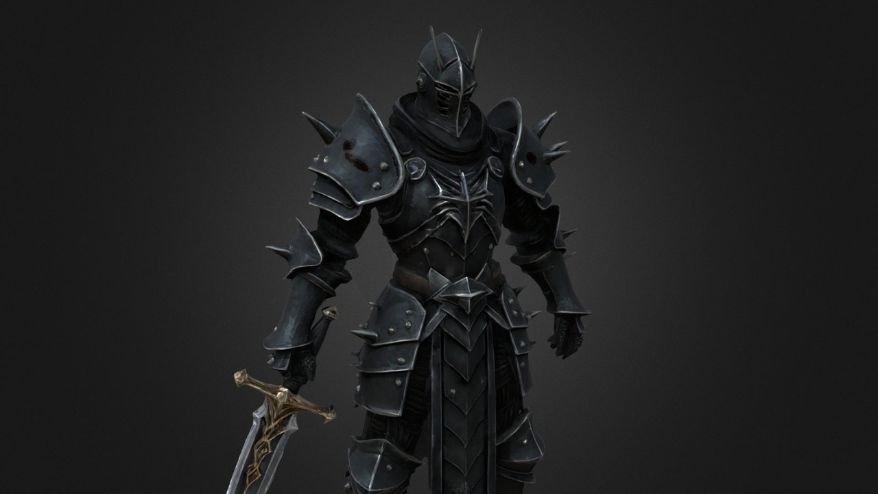 Fearsome Dark Knight Spiked Armor Massive Sword | Fab