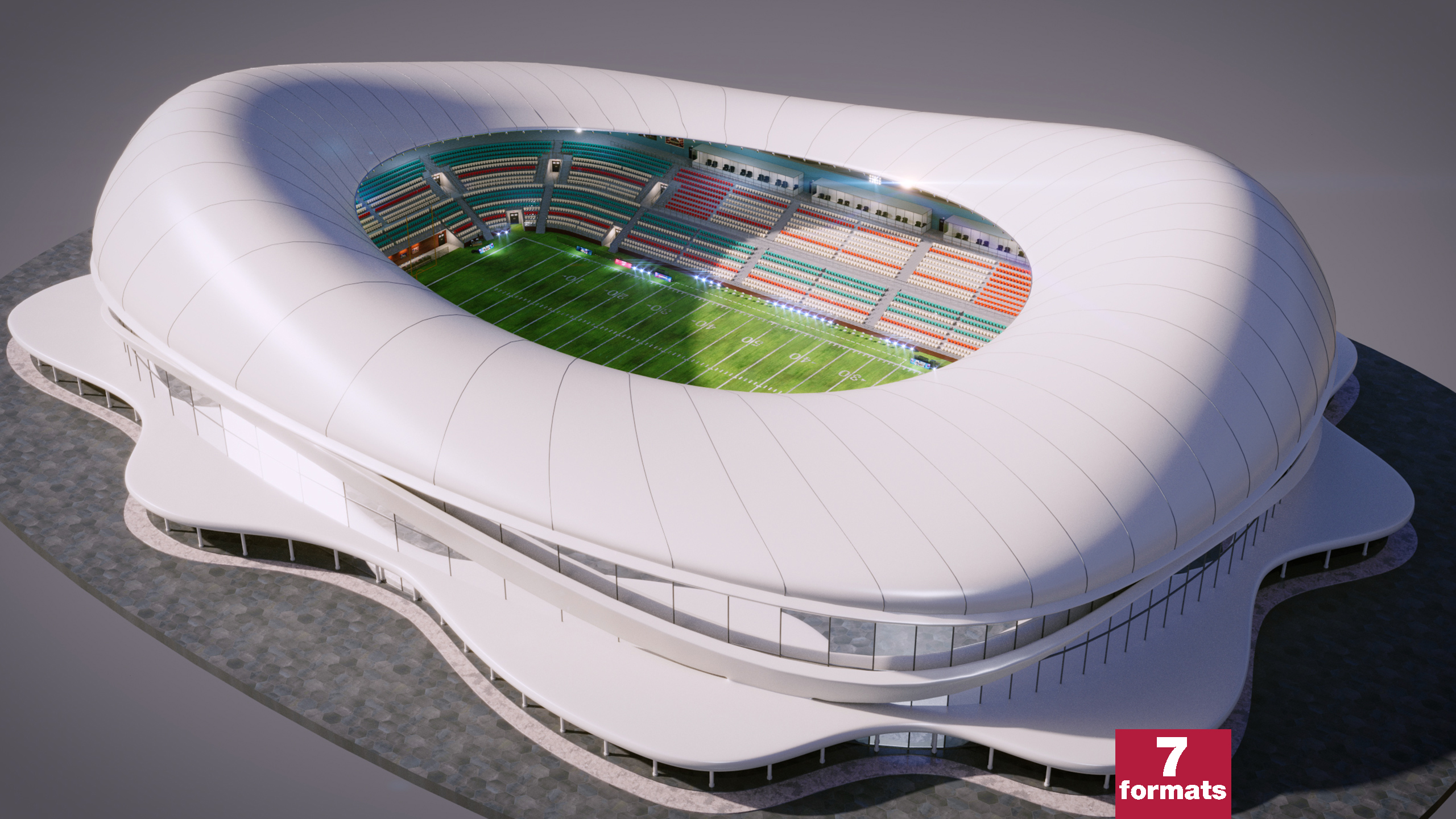 American Football Stadium Modular 3d Level. Exterior, Interior and ...