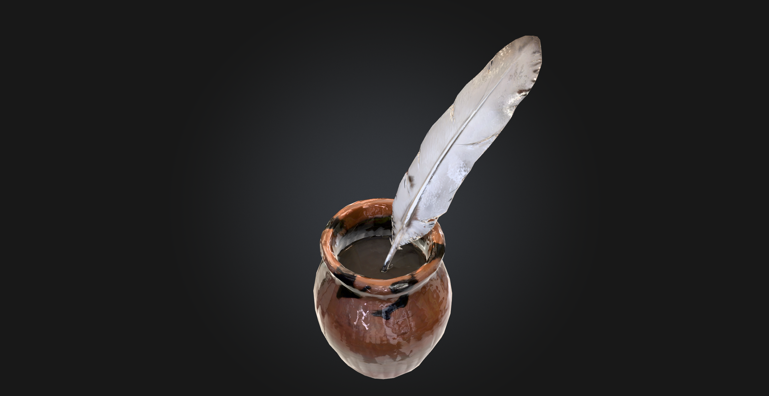Medieval Inkwell and Quill - Scribe Writing Tool | Fab