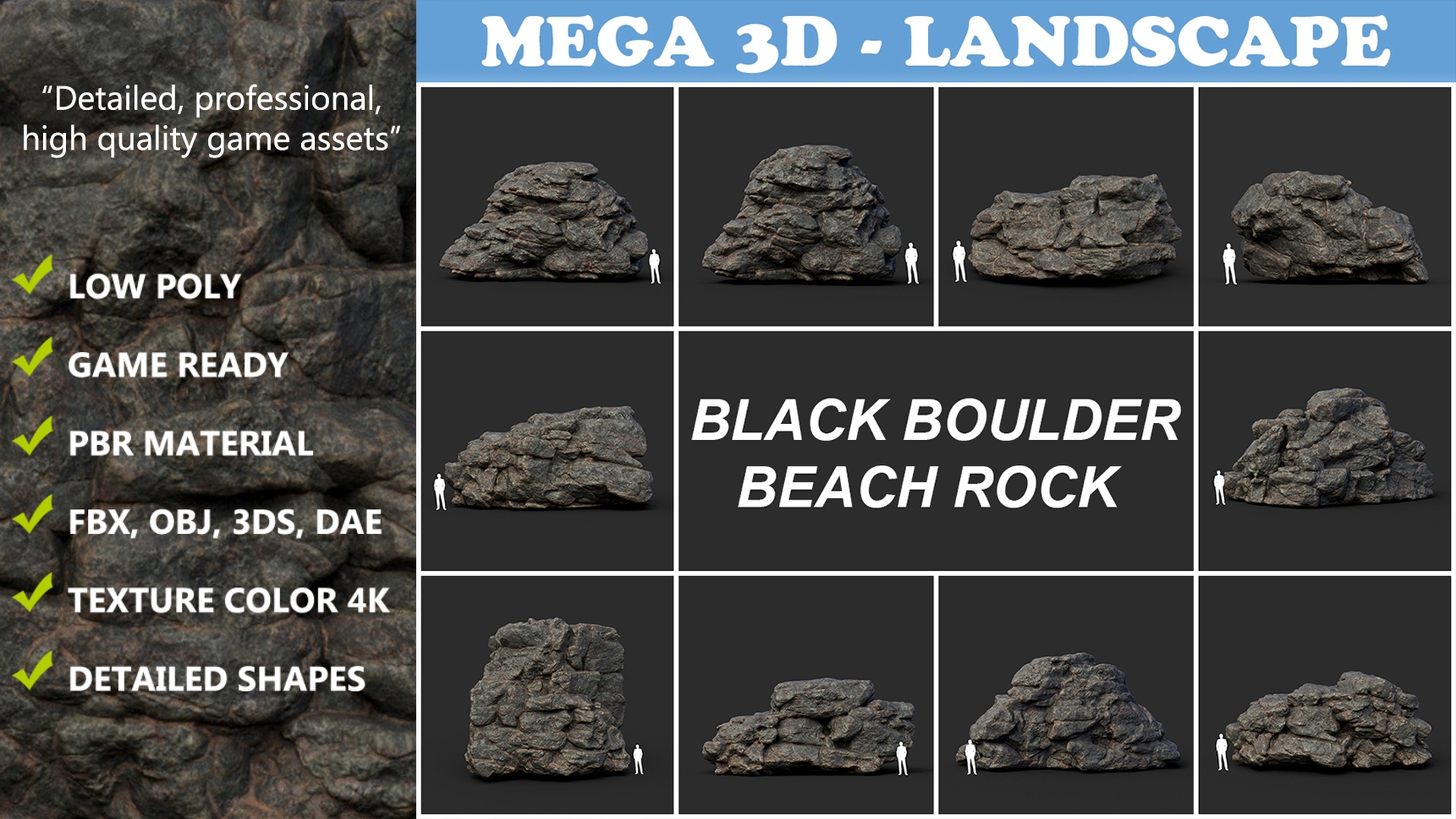 Black Boulder Beach Rock Collection 210804 | Fab