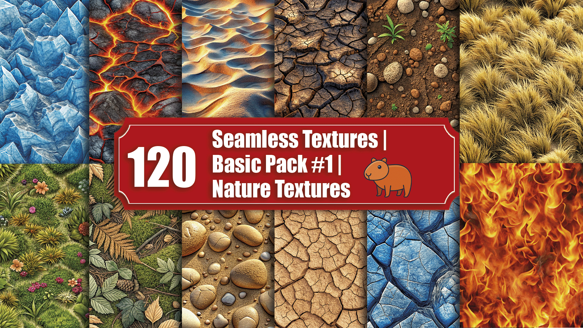 120 Seamless Textures – Basic Pack #1 | Nature Textures: Grass, Stone ...