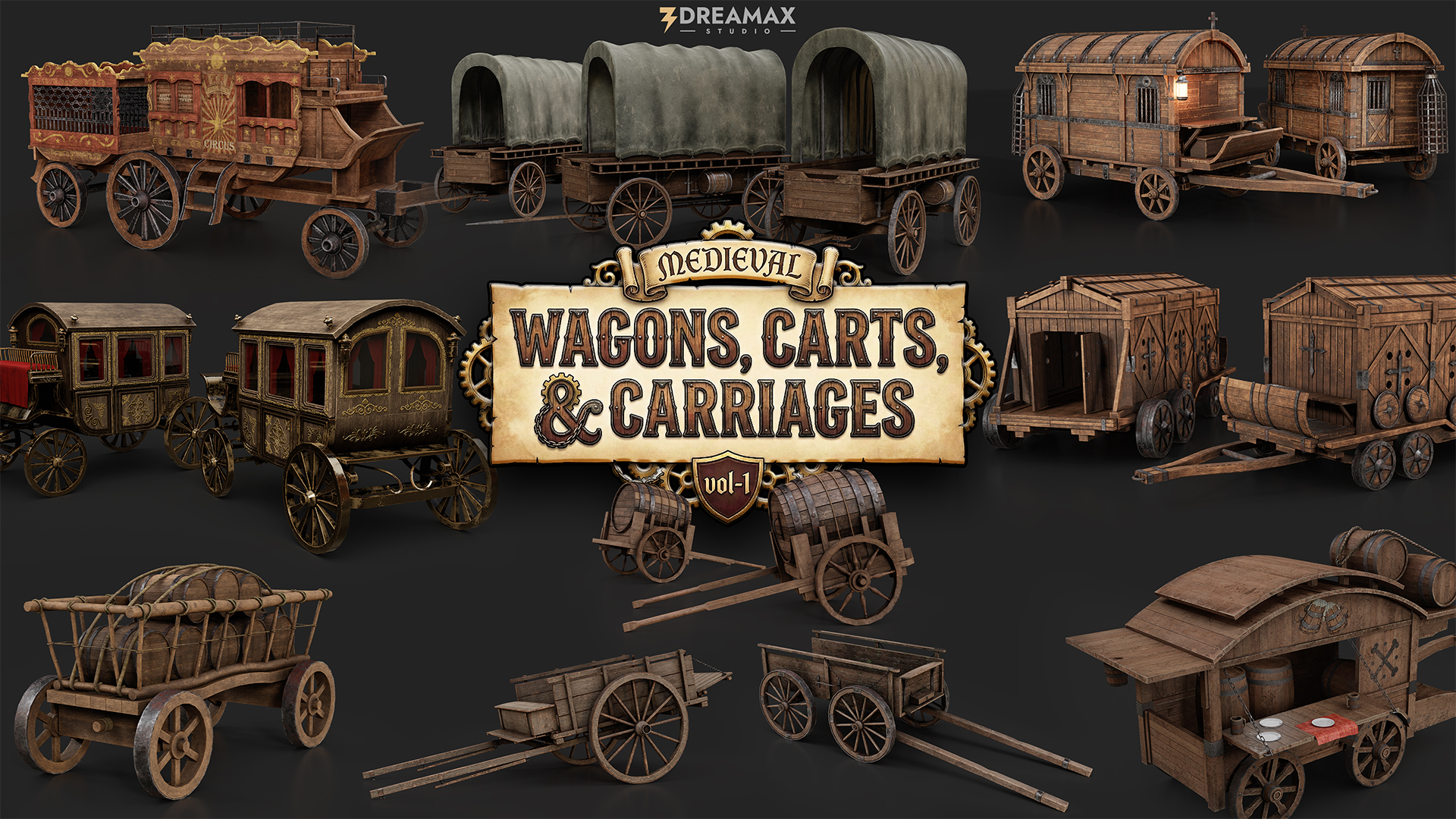 Medieval Wagons, Carts & Carriages Vol-1_ Historical Props | Fab