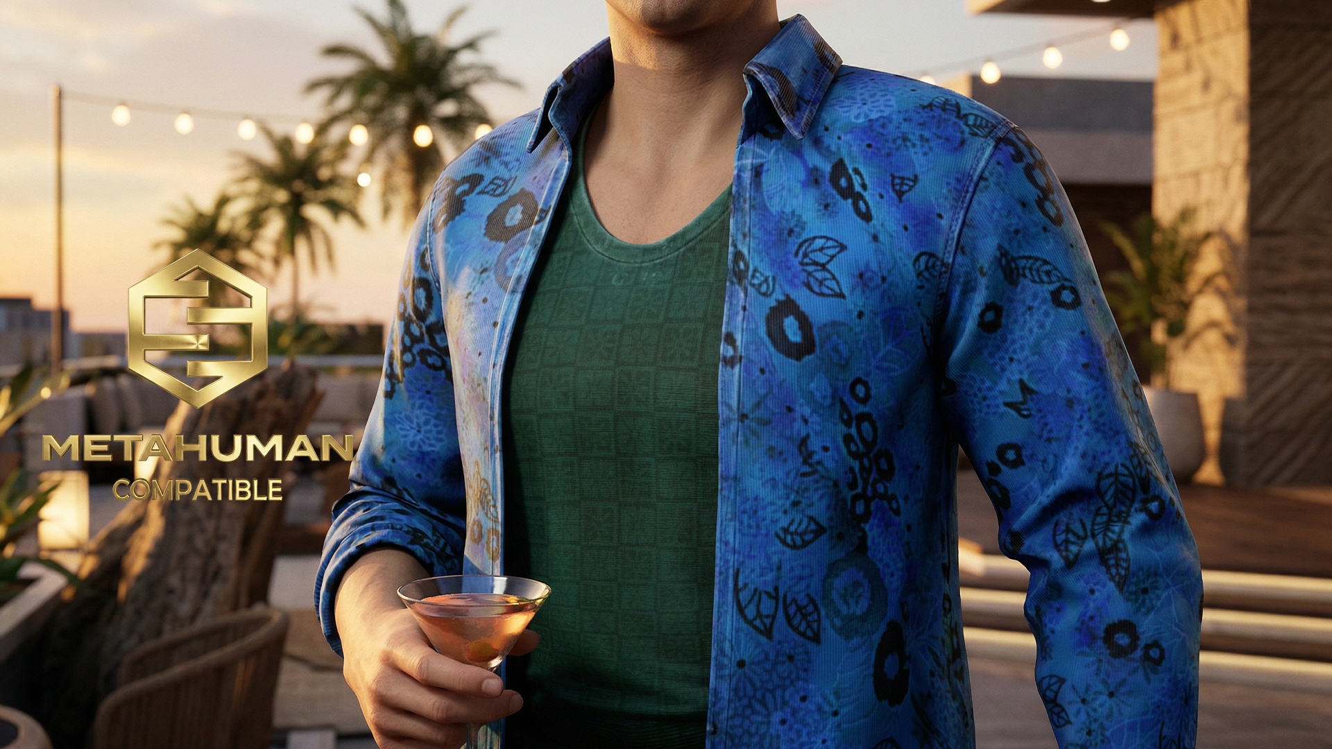 Tropical Print Open Shirt with Layered Tank for Coastal Resort Casual ...