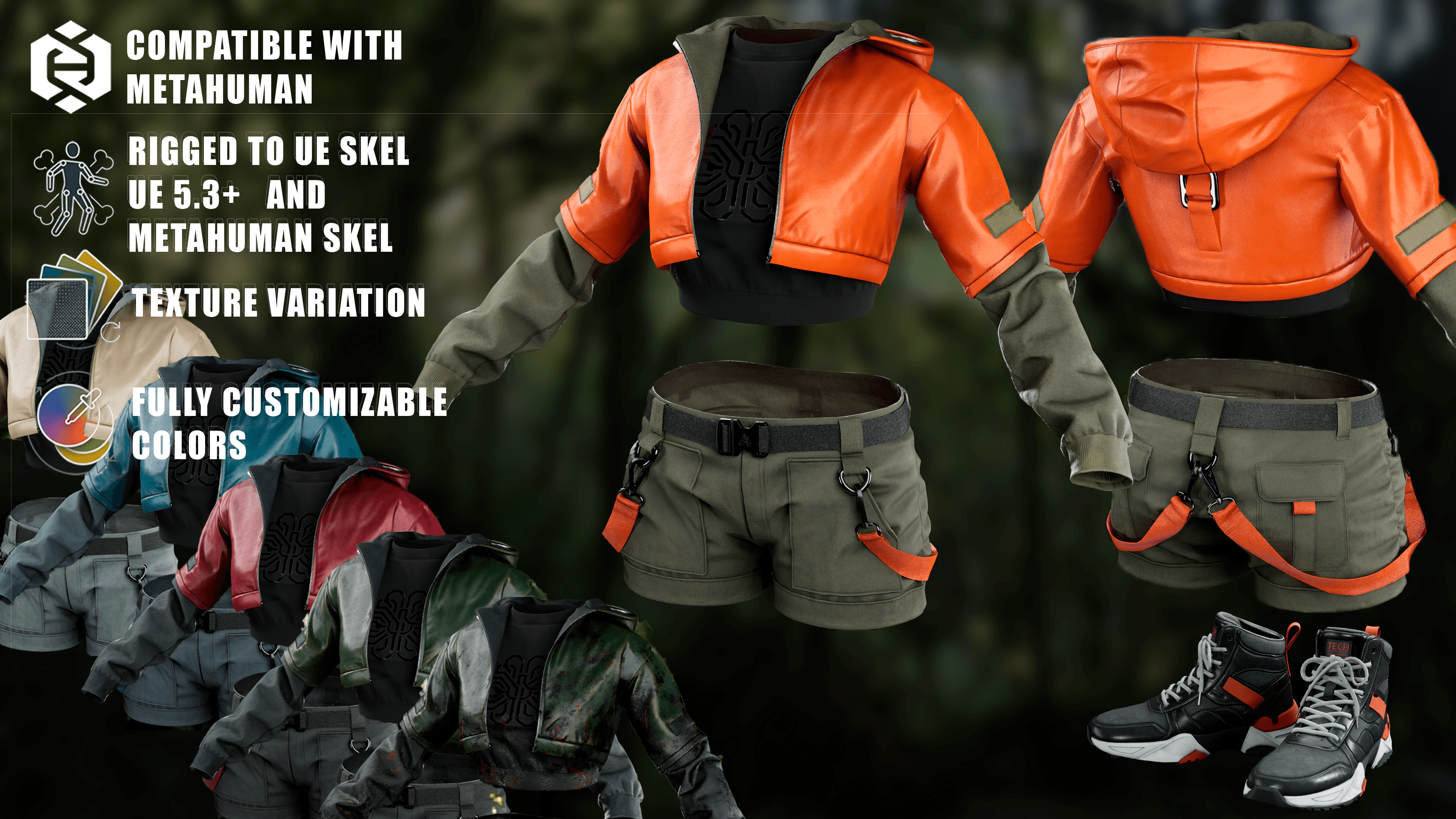 MetaHuman Female Outfit - Crop Jacket & Shorts & Shoes (Resizable / UE5 ...
