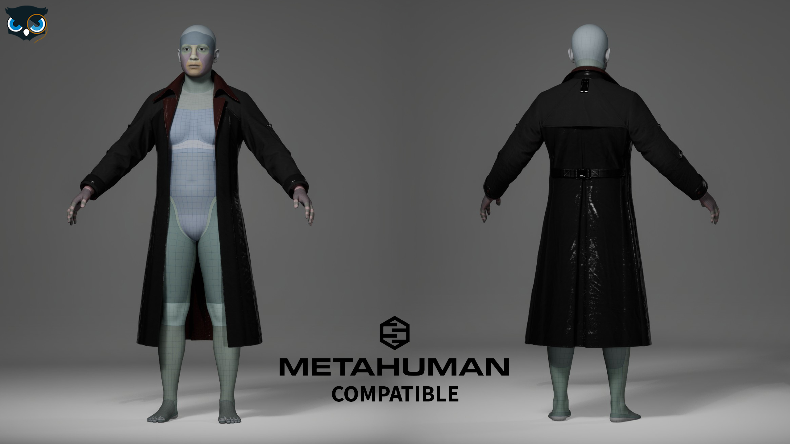 Realistic Trench Coat Long Black Outfit | Fab