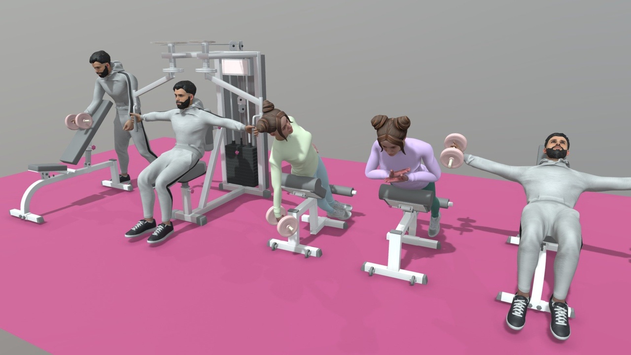 Gym 5 exercises animated | Fab