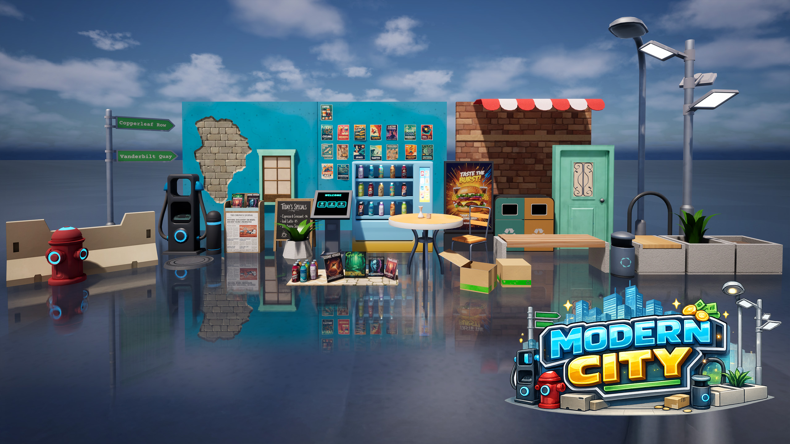 Modern City - Stylized Modern City Prop Pack - Lowpoly | Fab