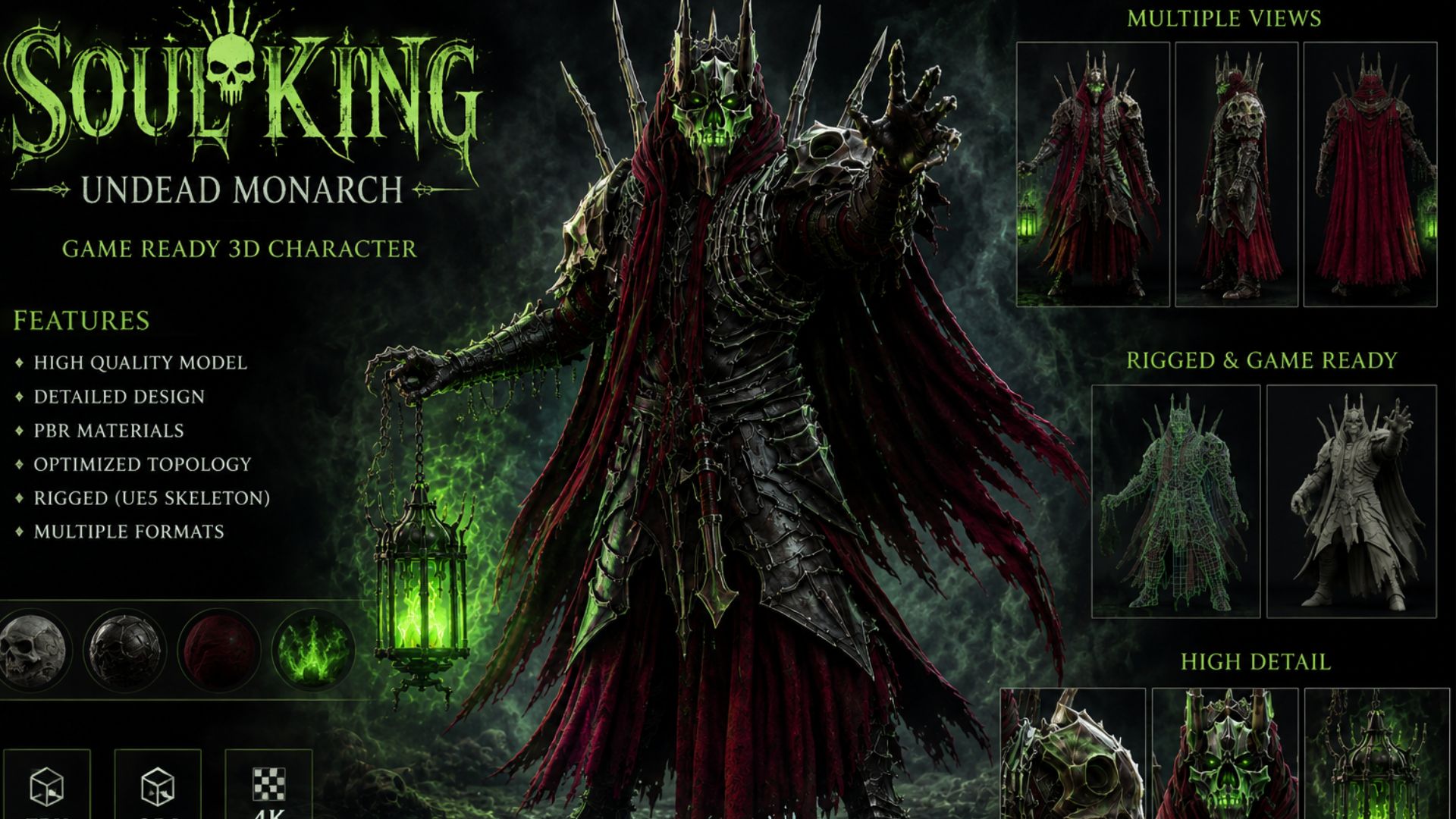 Soul King – Undead Monarch | Dark Fantasy Horror Character | Game Ready ...