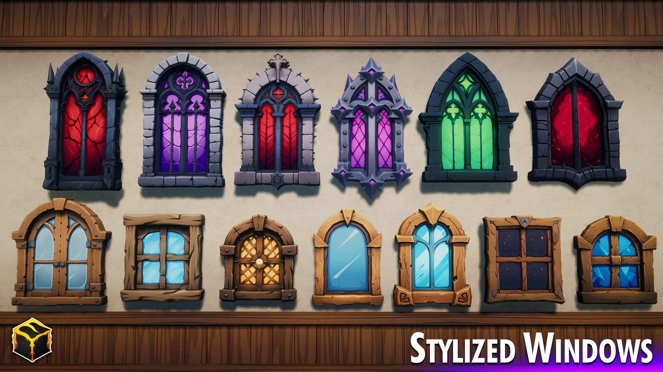 61 Stylized Windows - Stylized RPG Fantasy Prop Pack - Lowpoly and ...