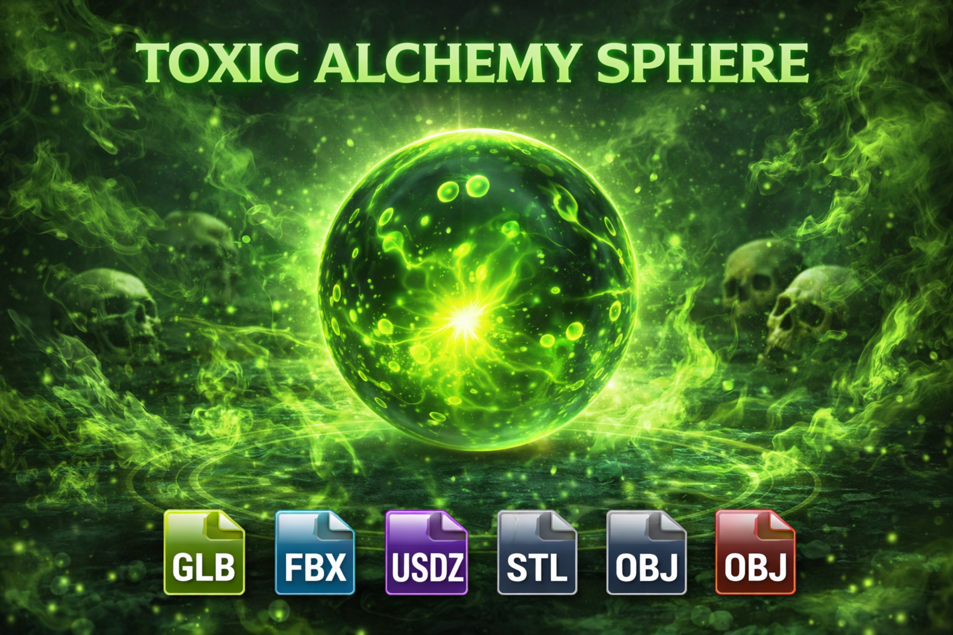 Toxic Alchemy Sphere | Poison Energy Orb | Stylized VFX Magic Core (GLB ...