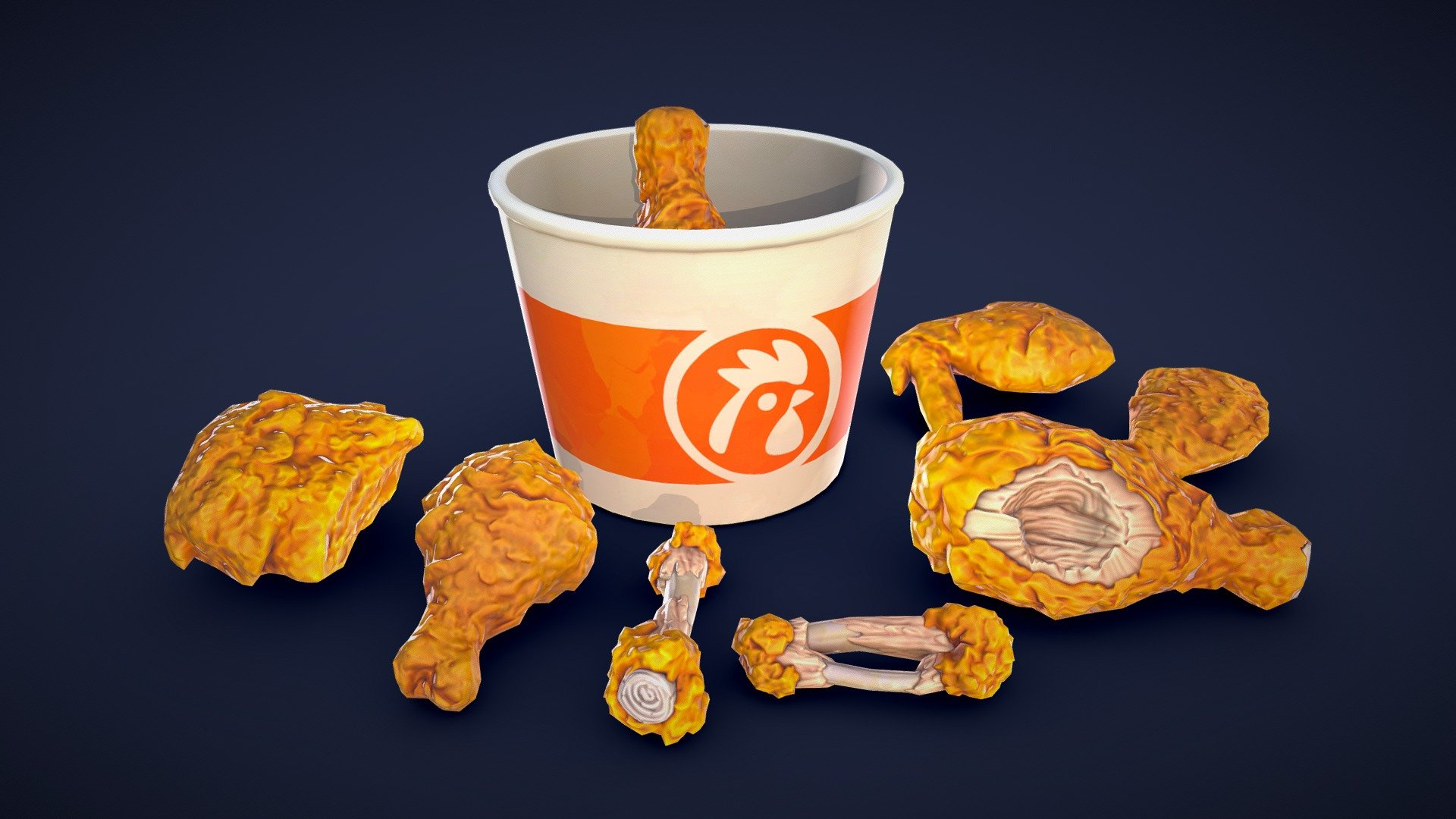Stylized Fried Chicken - Game Ready | Fab