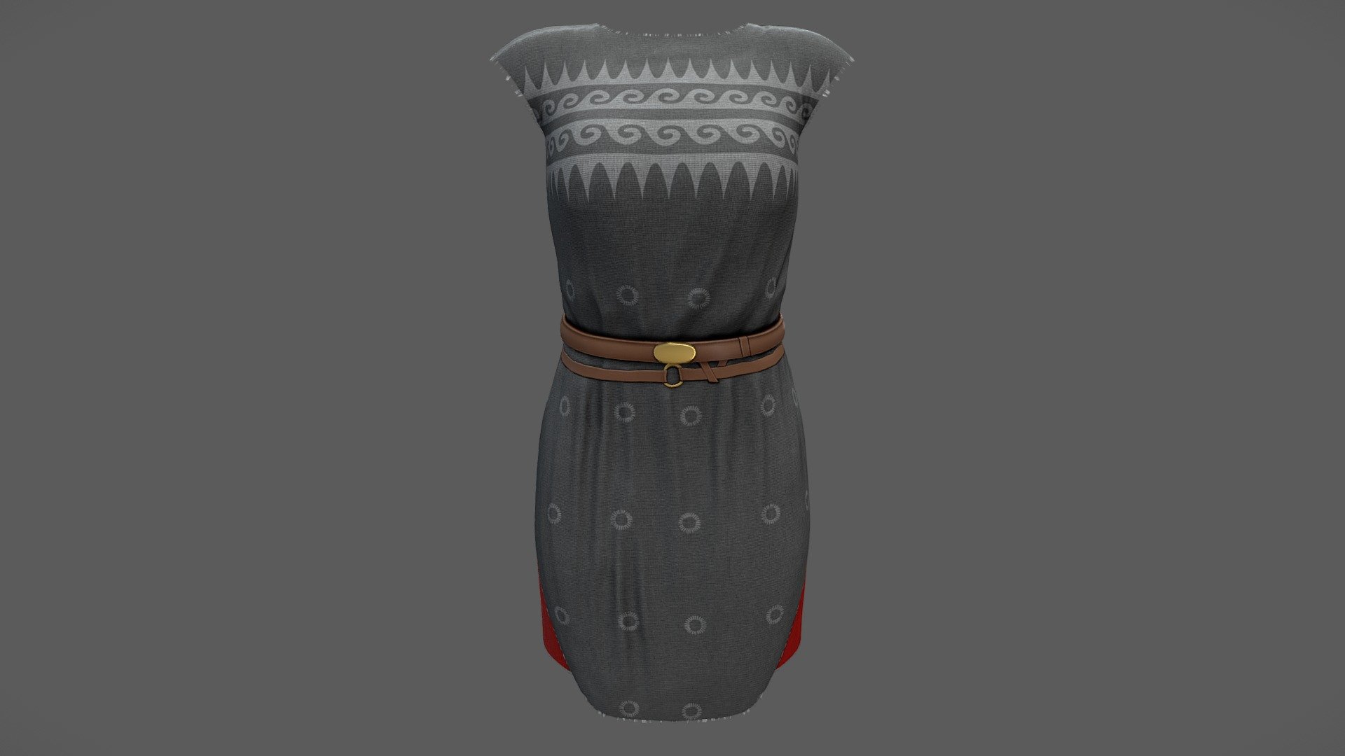 Women's Tribal Dress with Torn Edges, Side Slit, and Double Belt | Fab