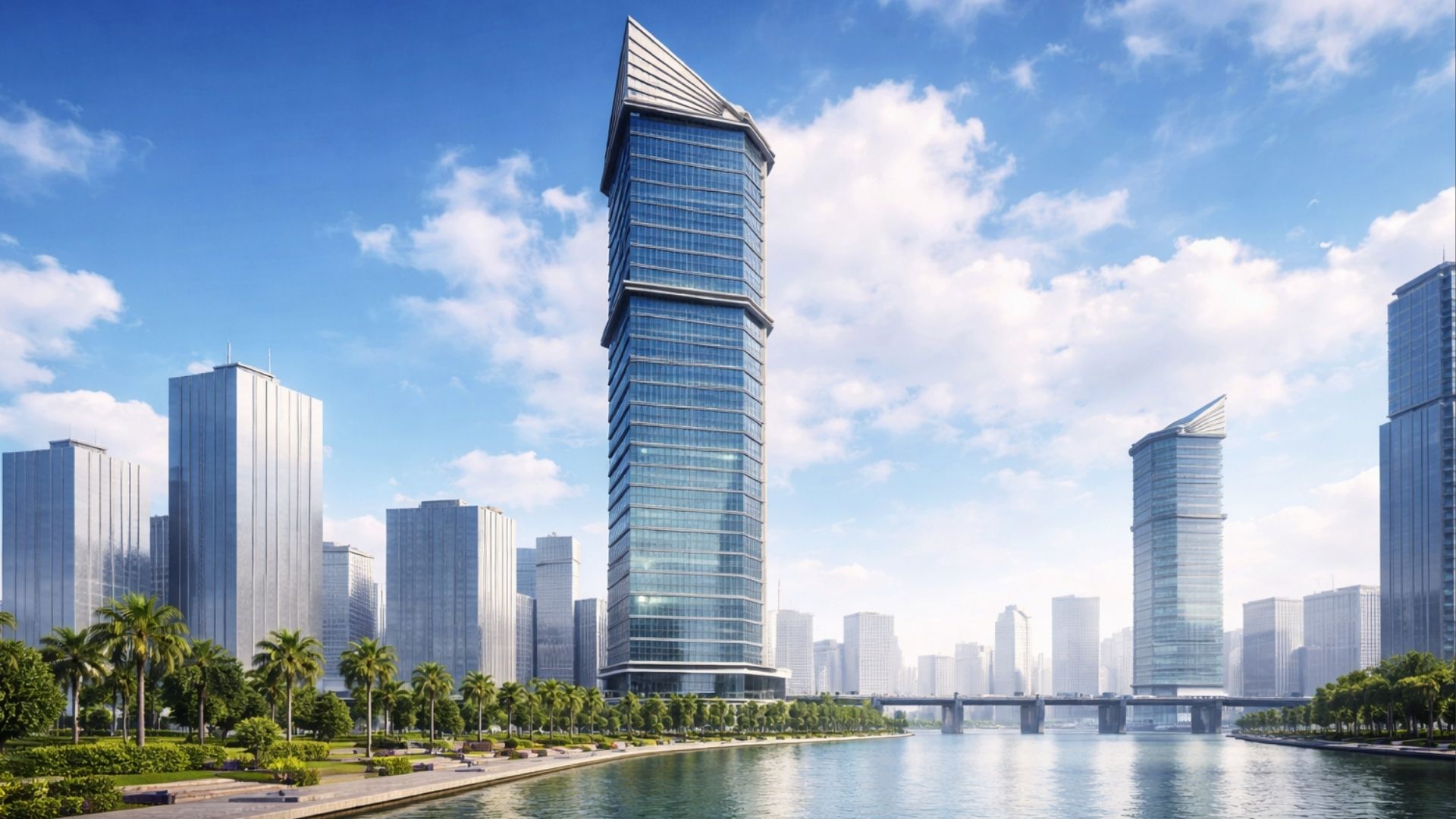 Modern Riverside City Environment – Cinematic Skyscraper 3D Pack | Fab