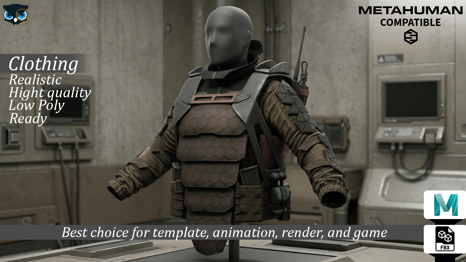 Tactical Sci Fi Hex Armor Combat Jacket MetaHuman Compatible | Fab