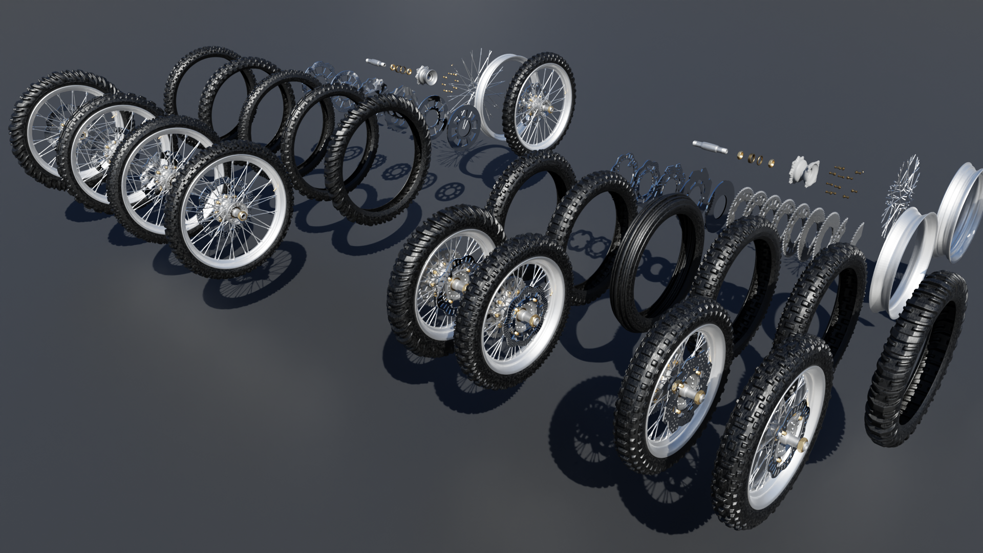 Off-road Motorcycle Wheel Kit - Tires, Rim, Hub, Wheel, Sprocket, Disc ...