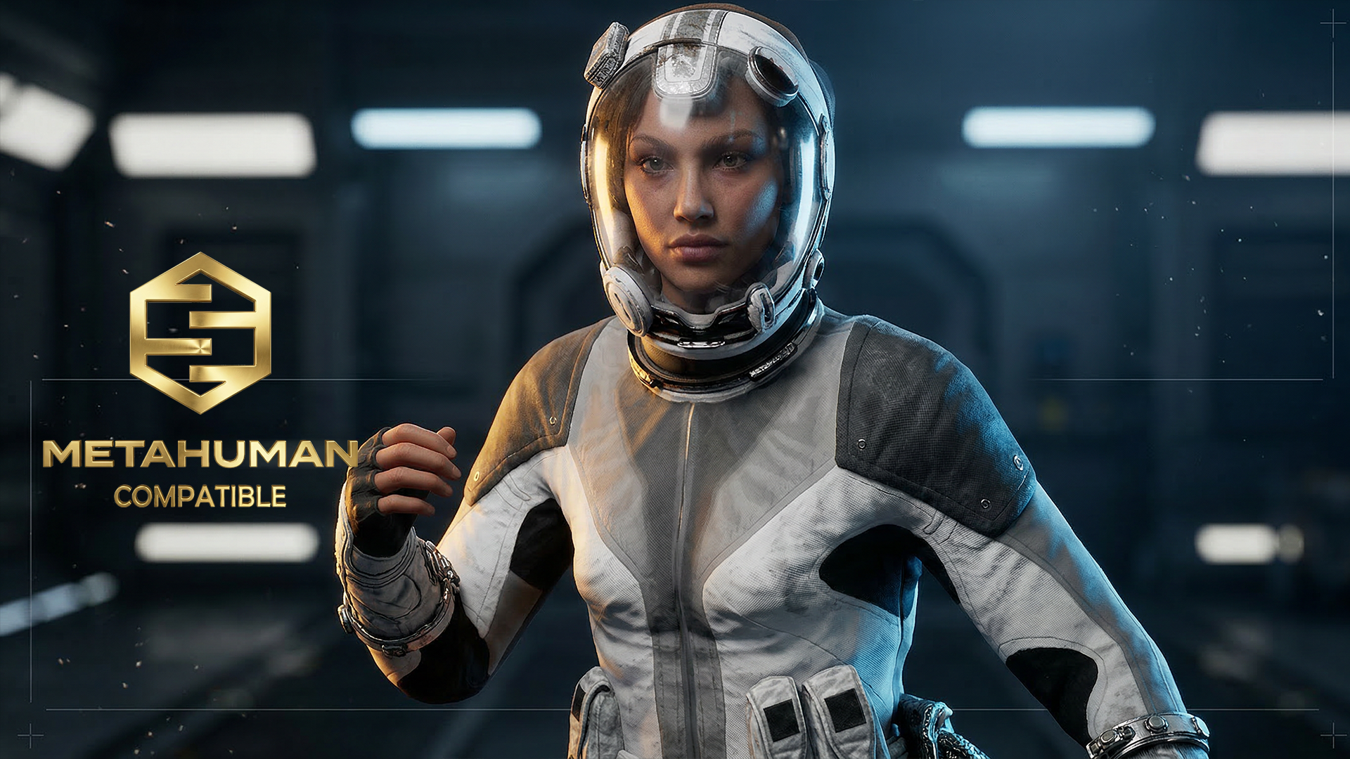 White Orbital Flight Suit with Transparent Space Helmet and Multi Pouch ...