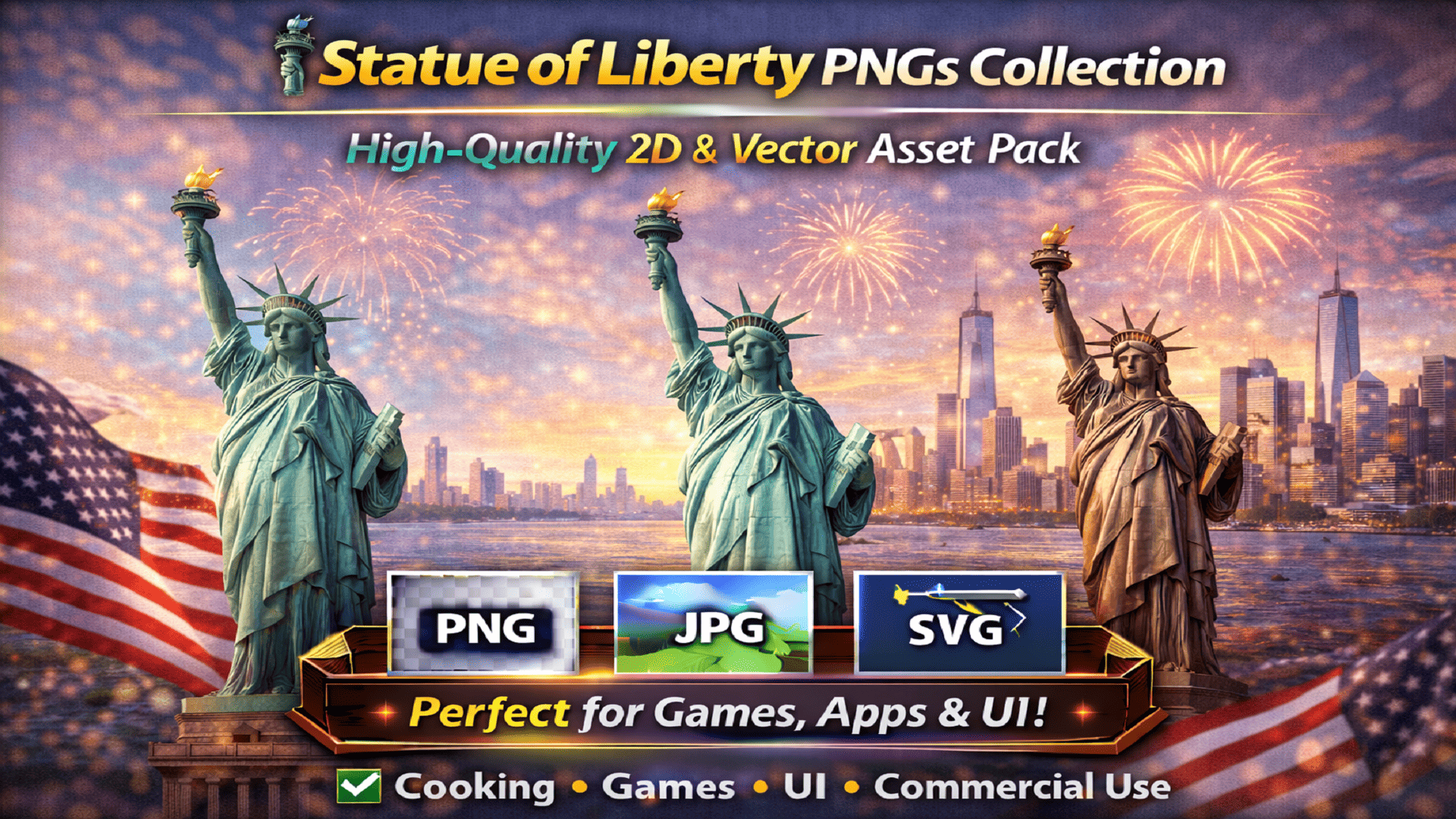 🗽 Statue of Liberty PNGs Collection – High-Quality 2D & Vector Asset ...