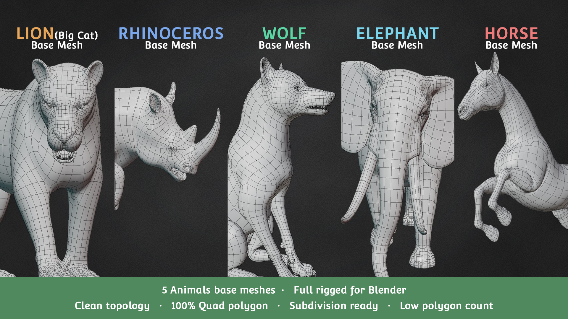 Base Meshes Animal Starter Kit 1 + Rig | Fab