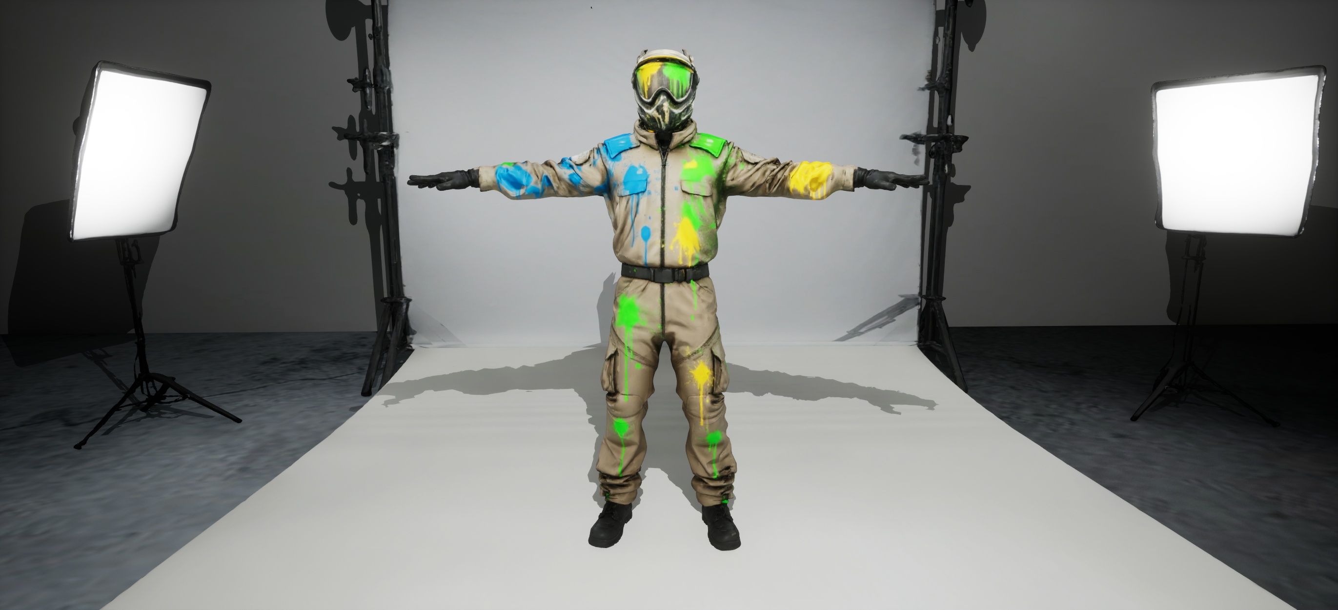 Male Paintball Character - Green Outfit With Paint Detailing - Ready To ...