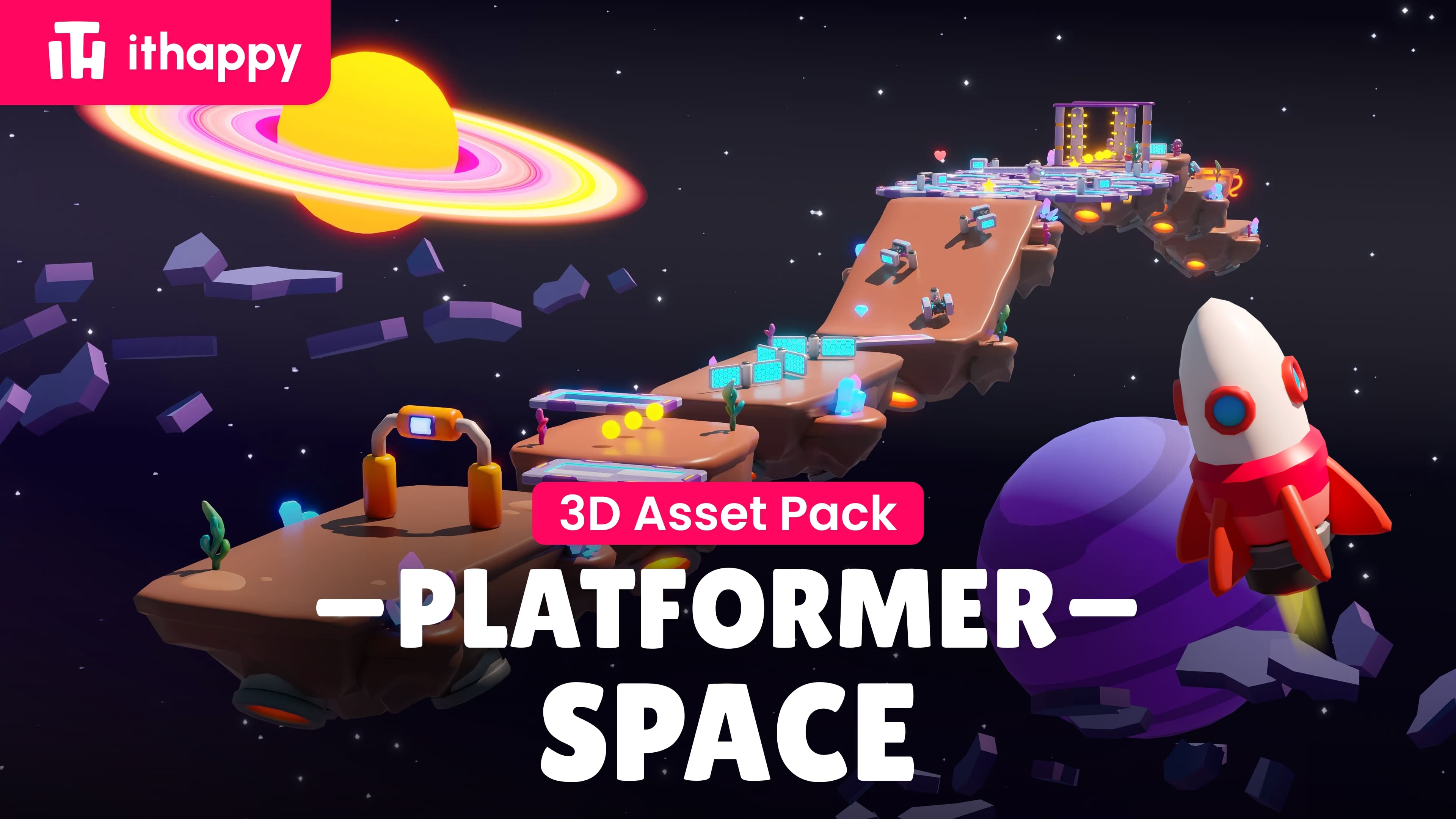 Platformer 11 Space - Low Poly 3D Models Pack | Fab