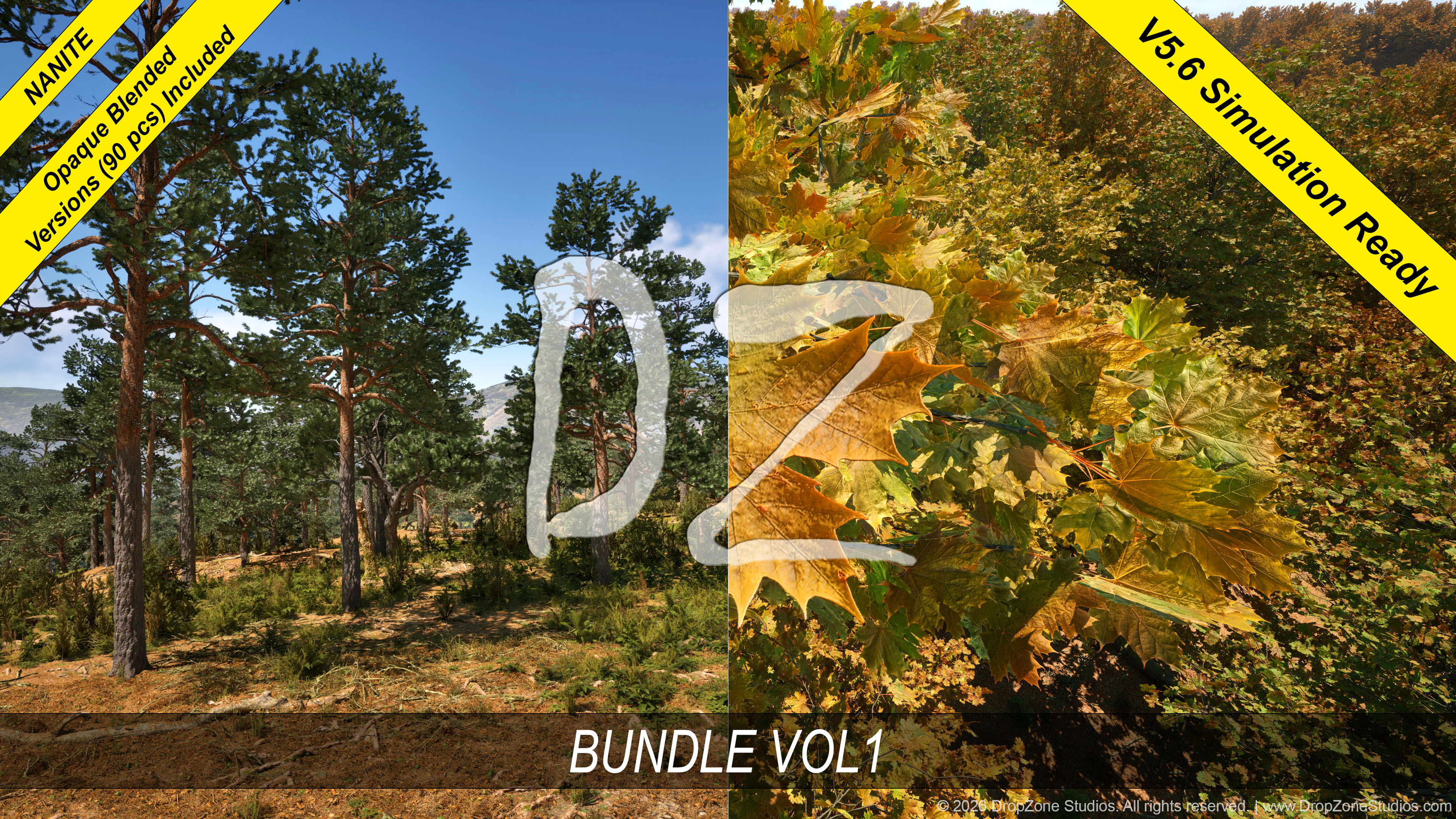 DZ Trees - Bundle Vol1 (Conifers & Deciduous Trees) | Fab
