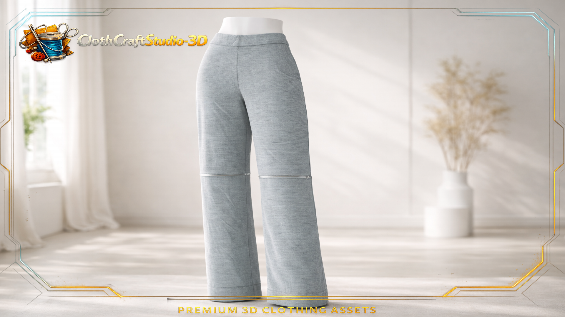 Womens WideLeg Pants High Poly and GameReady Low Poly PBR 3D Clothing | Fab