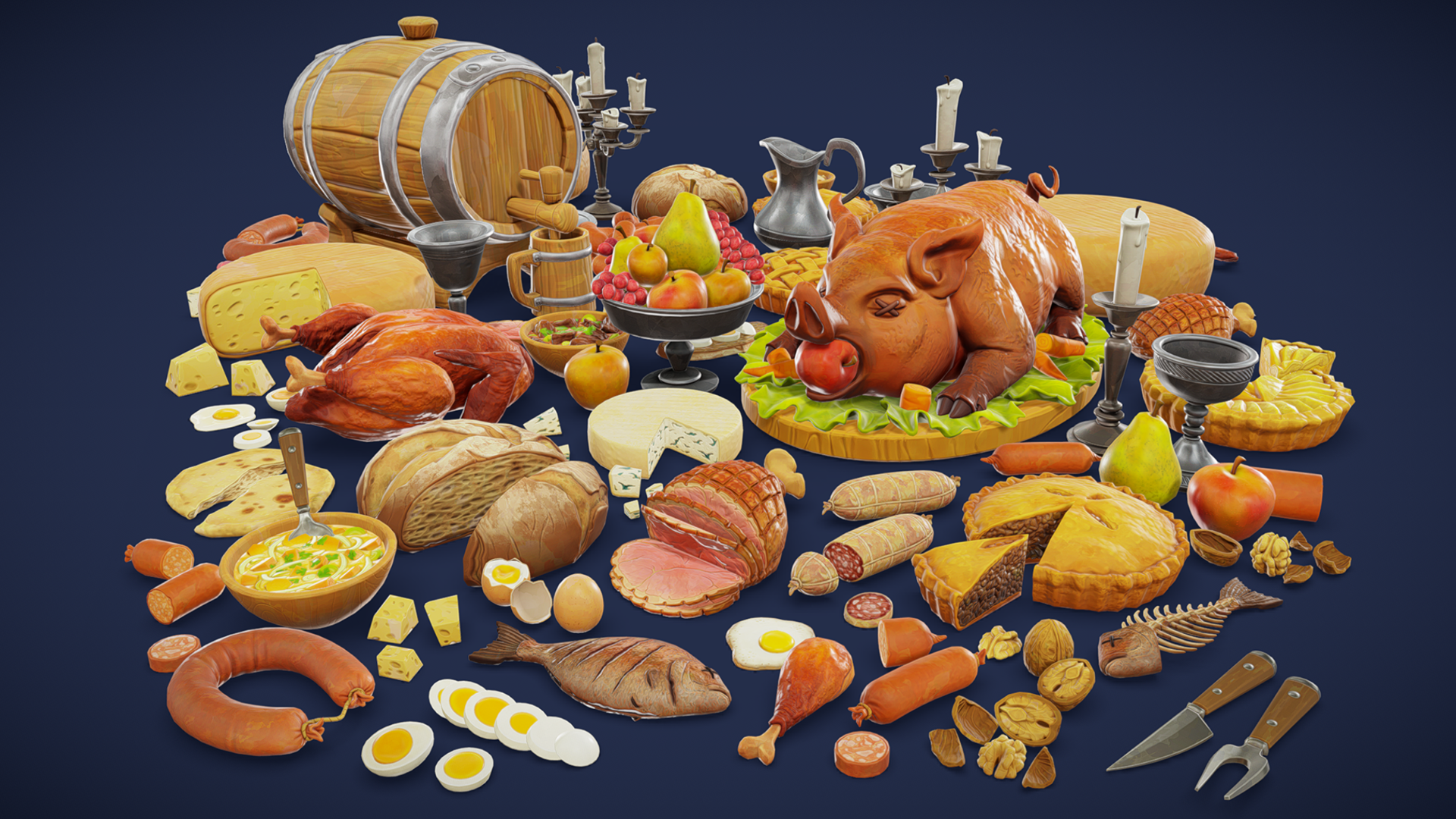 Cartoon Medieval Feast
