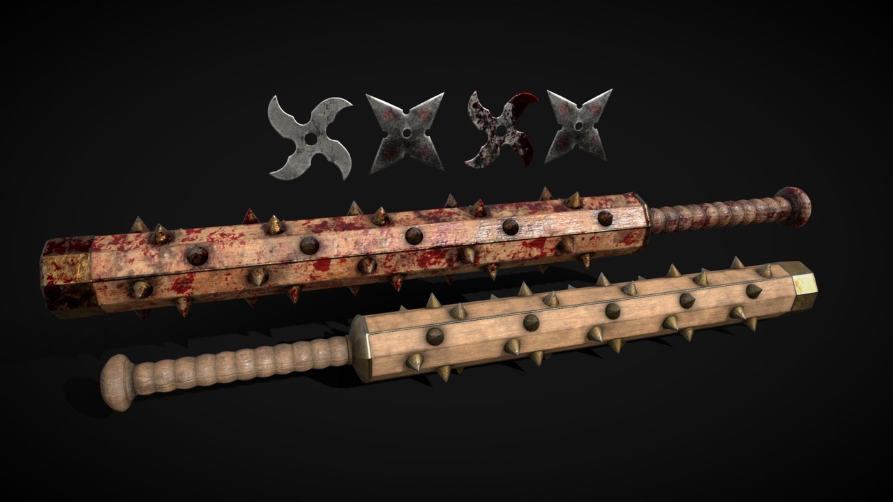 Tetsubo and Shurikens | Fab