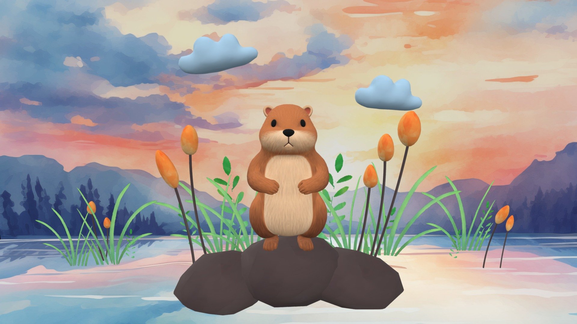 Cute Cartoon Style Beaver | Fab