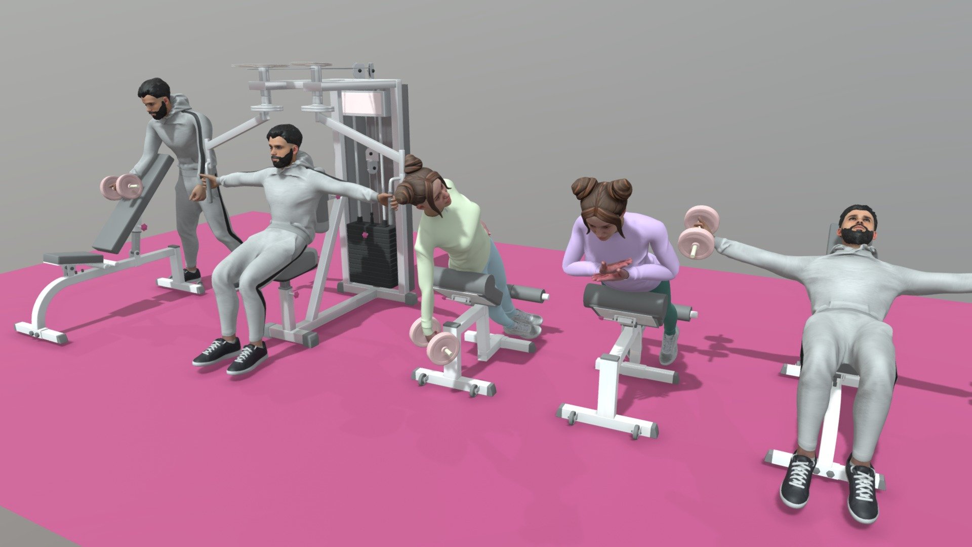 Gym 5 exercises animated | Fab