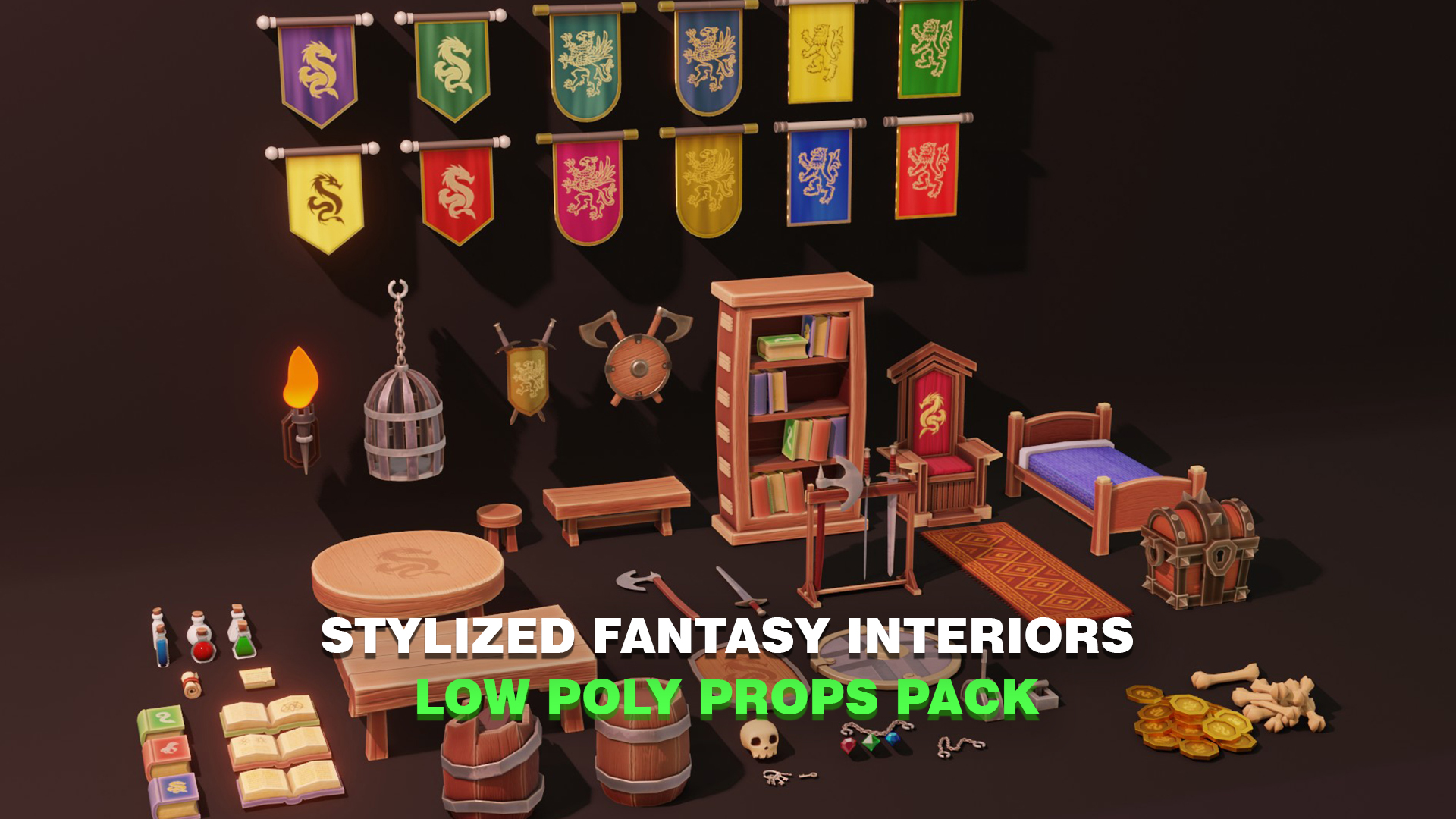 Stylized Fantasy Interiors – Low Poly 3D Props Pack (Unity & Unreal ...