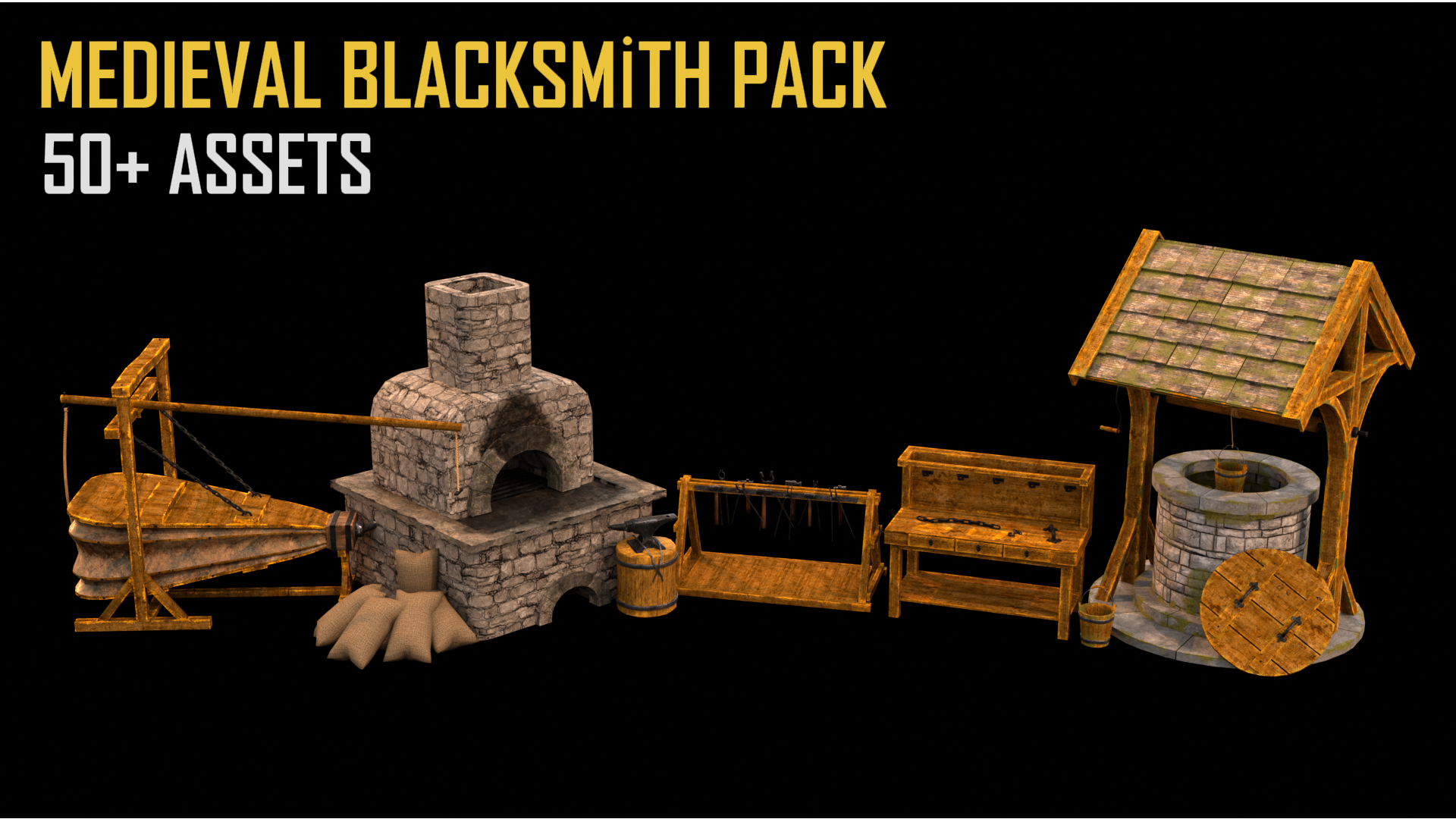 Medieval Blacksmith Pack: Forge, Anvil & Tools | Fab