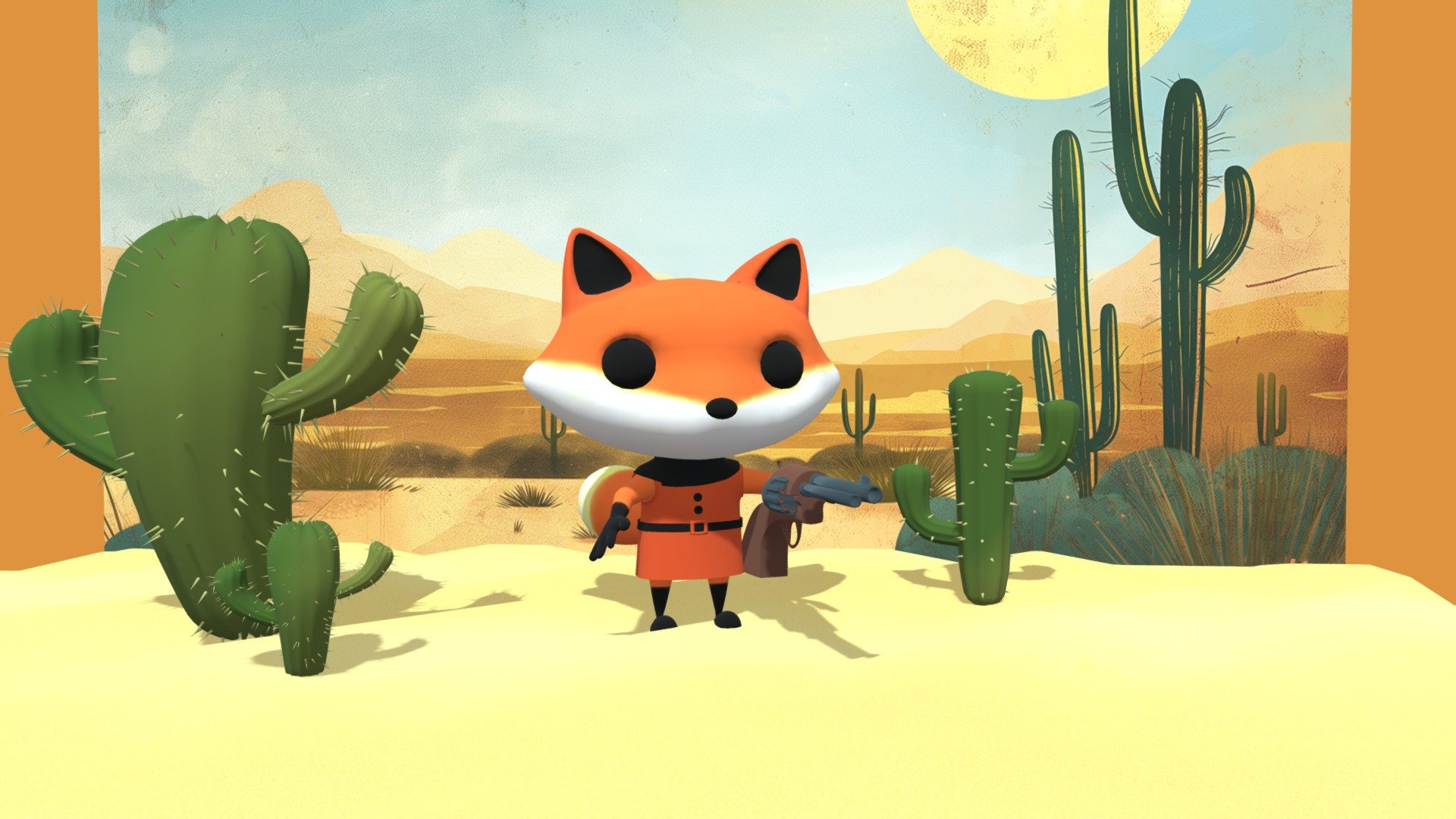 Stylized Cute Fighter Fox in the desert | Fab