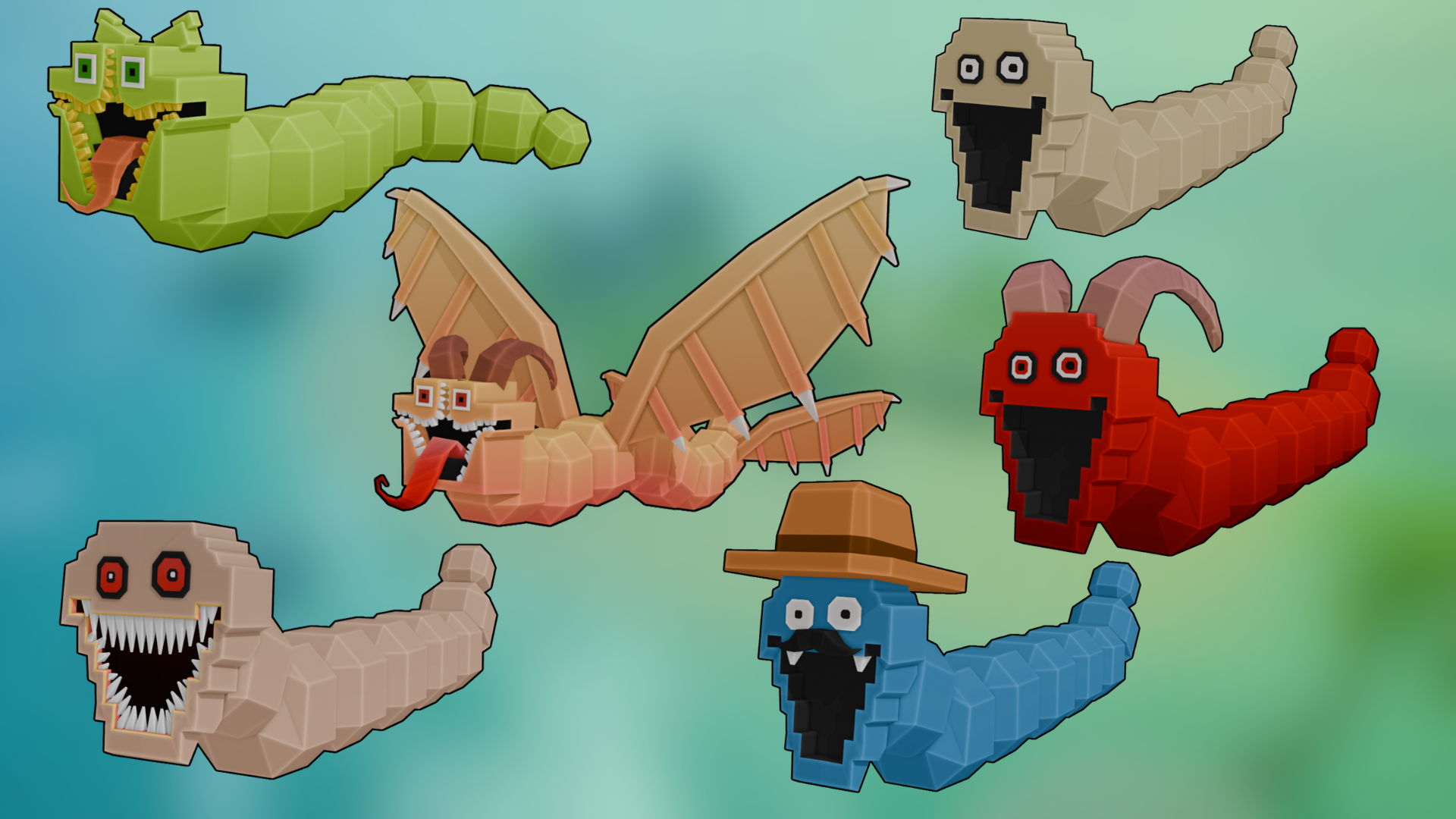 Worms – Blocky Low Poly Animated Pack1 | Fab