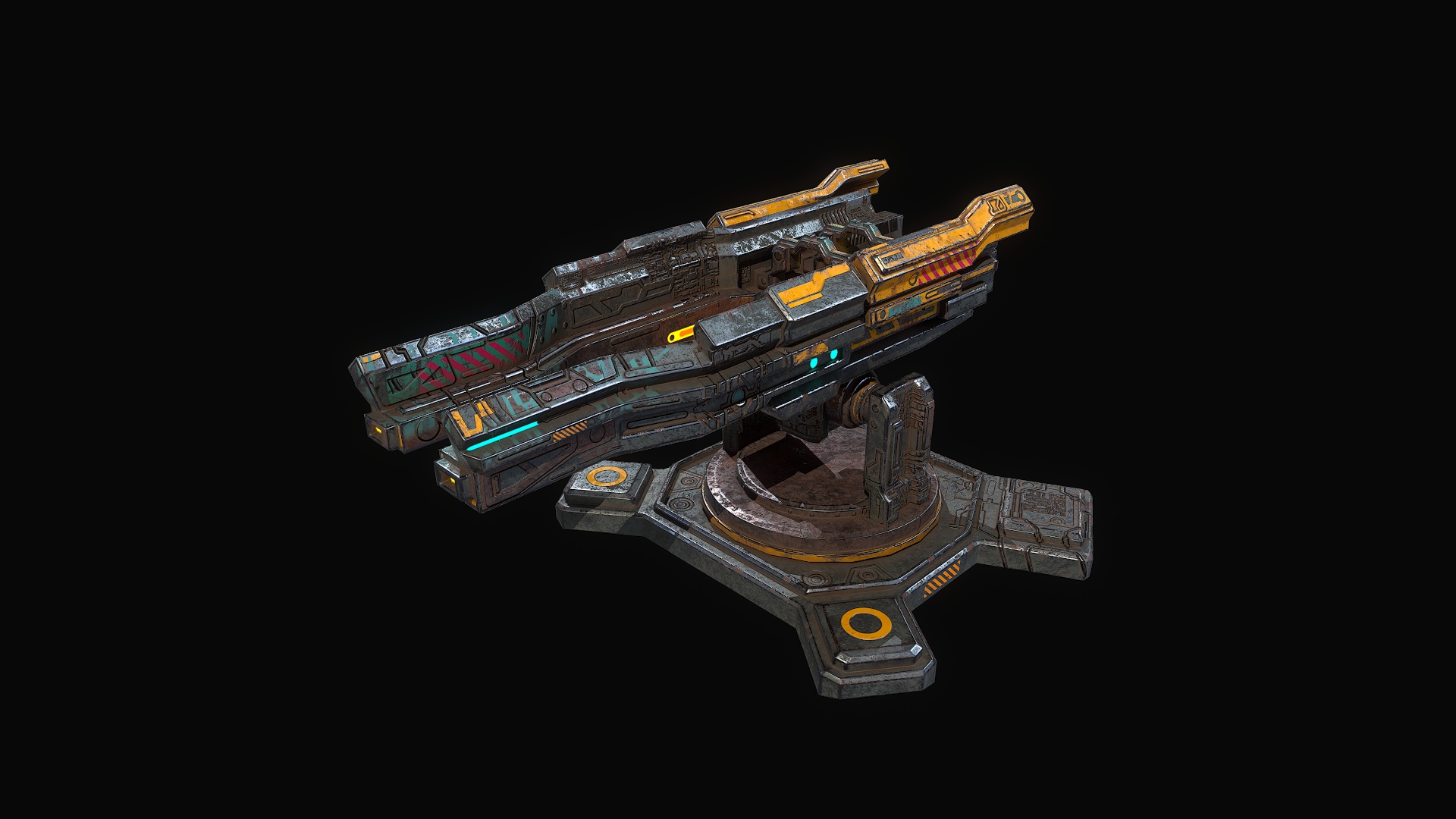 Low poly sci fi orbital cannon | Fab