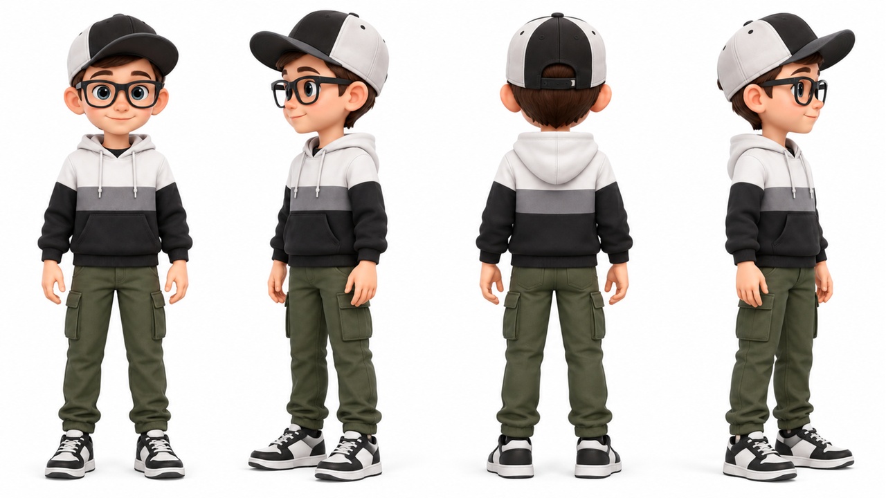 Stylized Young Boy 3D Character with Glasses & Hoodie | FBX GLB DAE ...