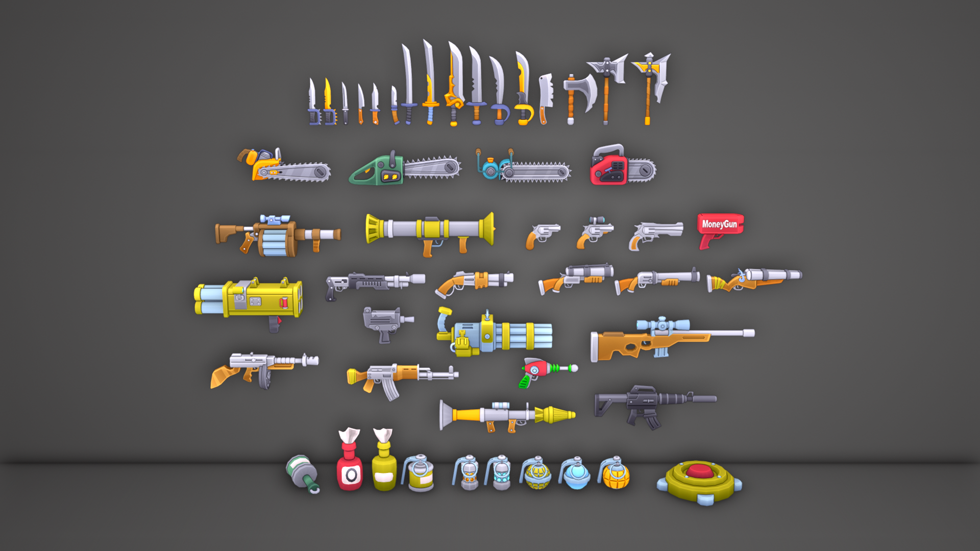 Stylized weapons cartoon lowpoly | Fab