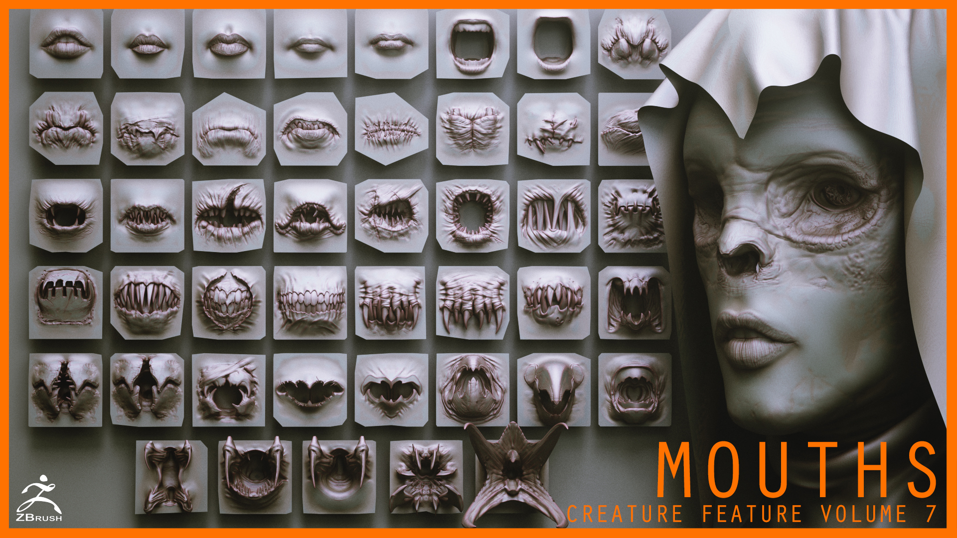 MOUTHS - 40 ZBrush VDMs + 5 bonus variations | Fab