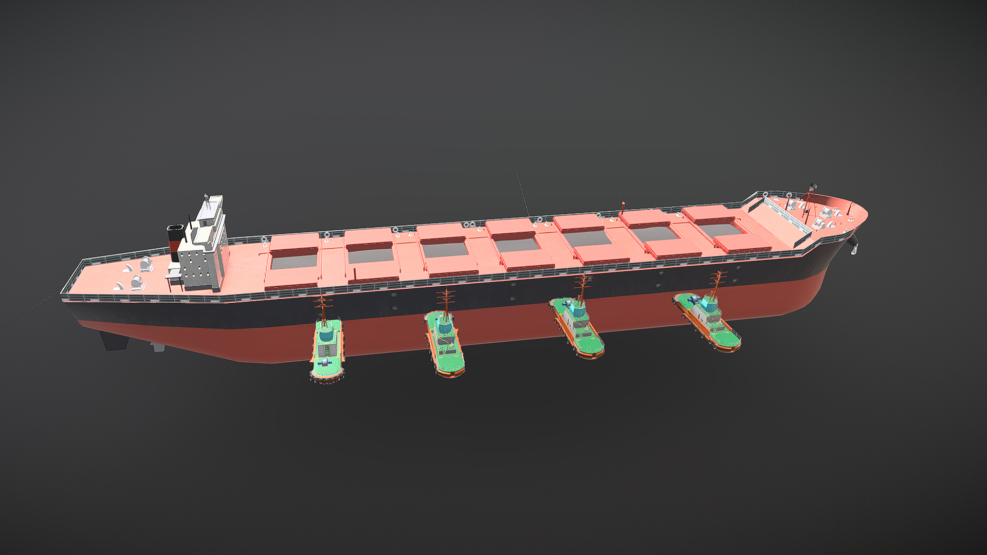 Towing Ship Pushing Cargo Ship Animation | Fab