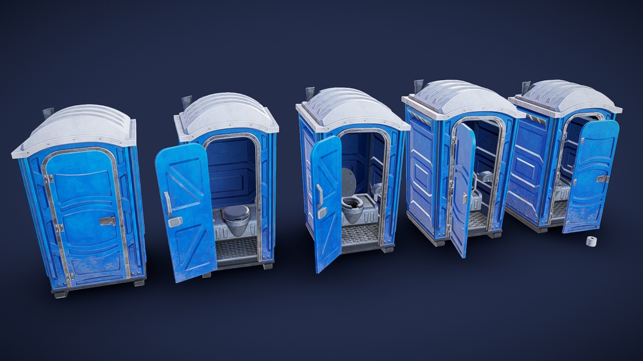 Stylized Portable Toilet / Porta Potty - Game Ready | Fab