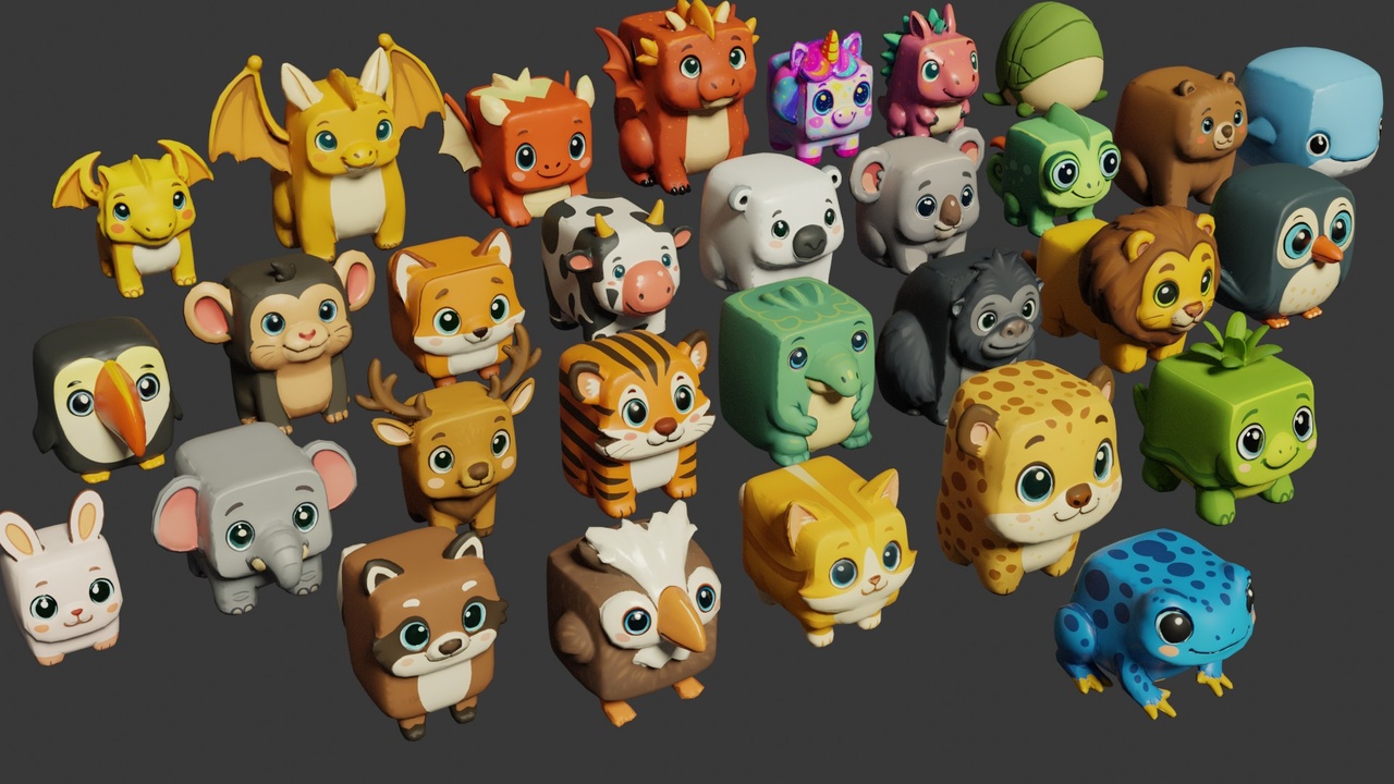 Stylized Cubic Animals Pack - Low Poly - 3D Game Asset | Fab