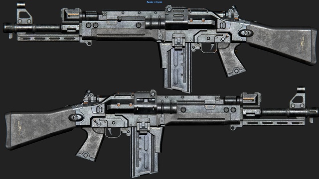 Futuristic Battle Rifle 3D Model Scifi Assault Rifle MAK 223 VR / AR