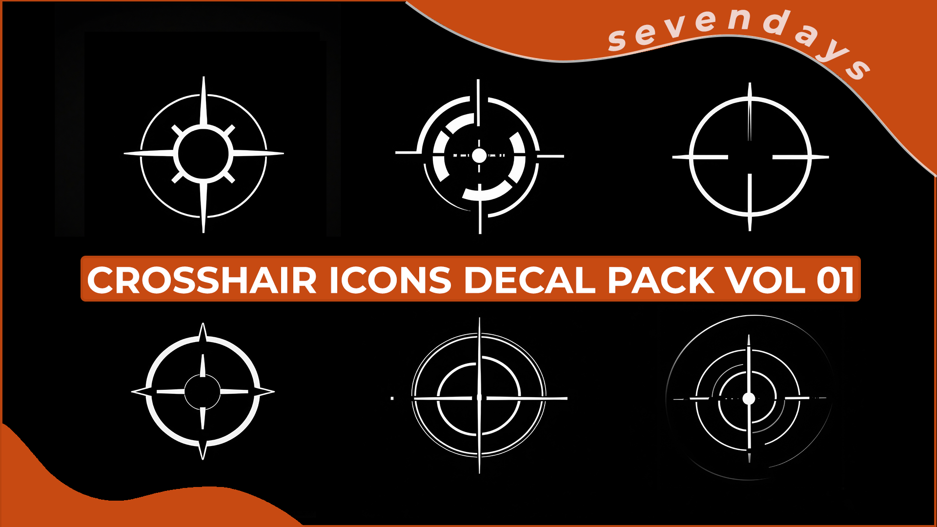 50 Pieces - Crosshair Icons Alpha/Decal Pack Vol 01 | Fab