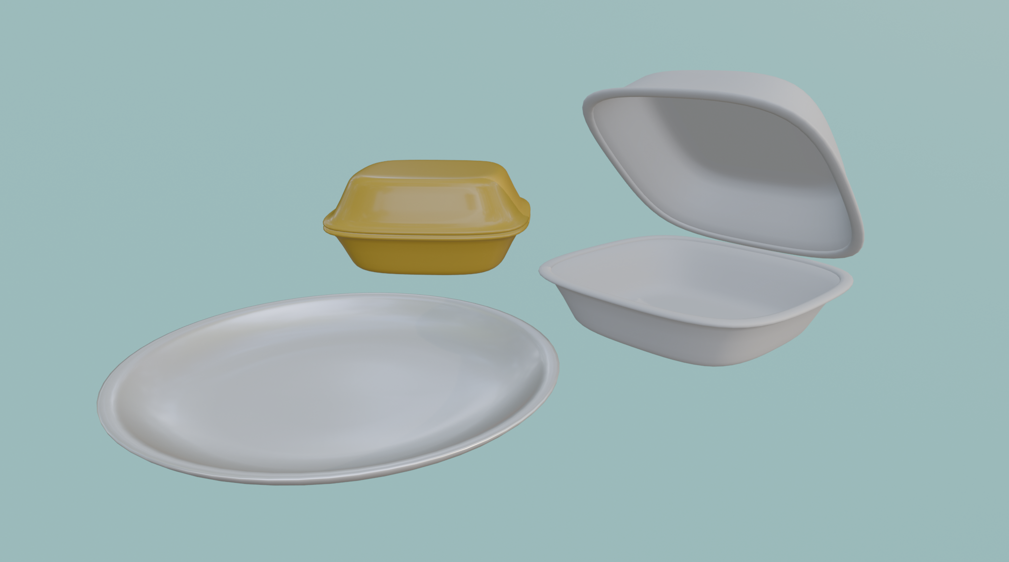 Stylised Polystyrene Food Containers and Plate | Fab