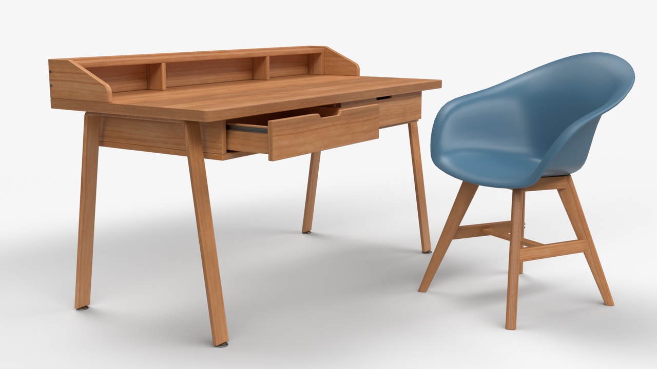 Writing Desk and Upholstered Chair | Fab