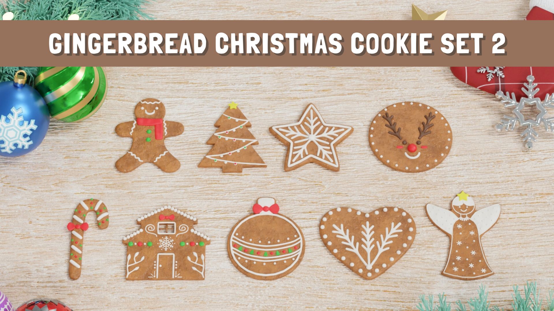 Gingerbread Christmas Cookies Set 2 | Fab