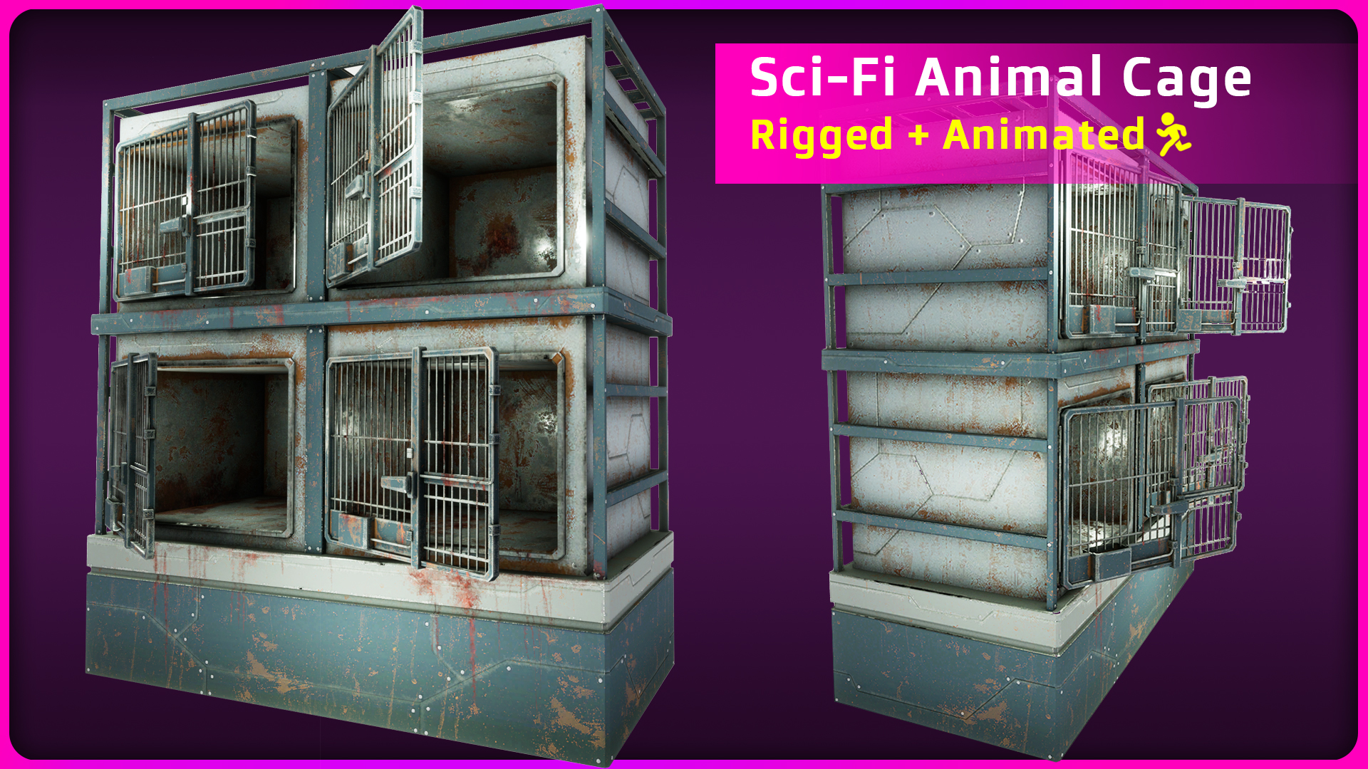 Sci-Fi Animal Cage- Rigged and Animated! | Fab
