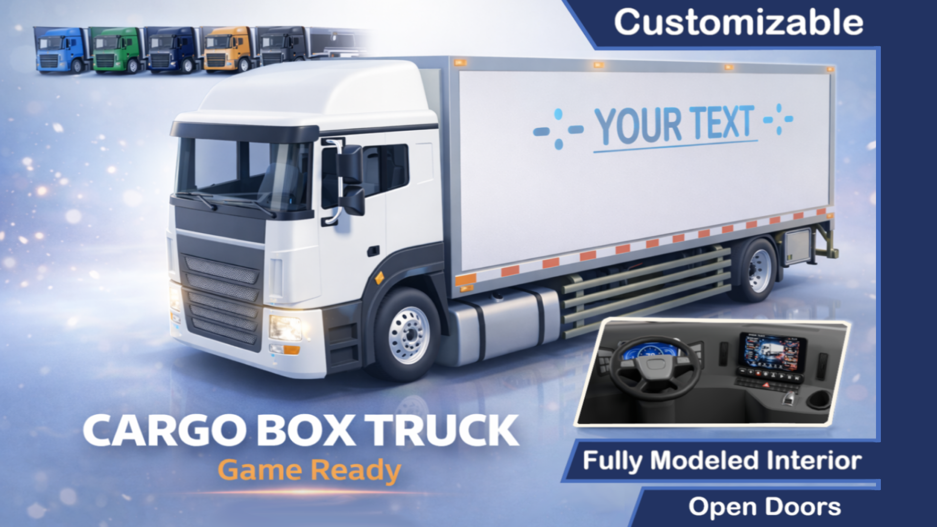 Cargo Box Truck 3D Model – Game Ready Interior, Openable Doors & Custom ...
