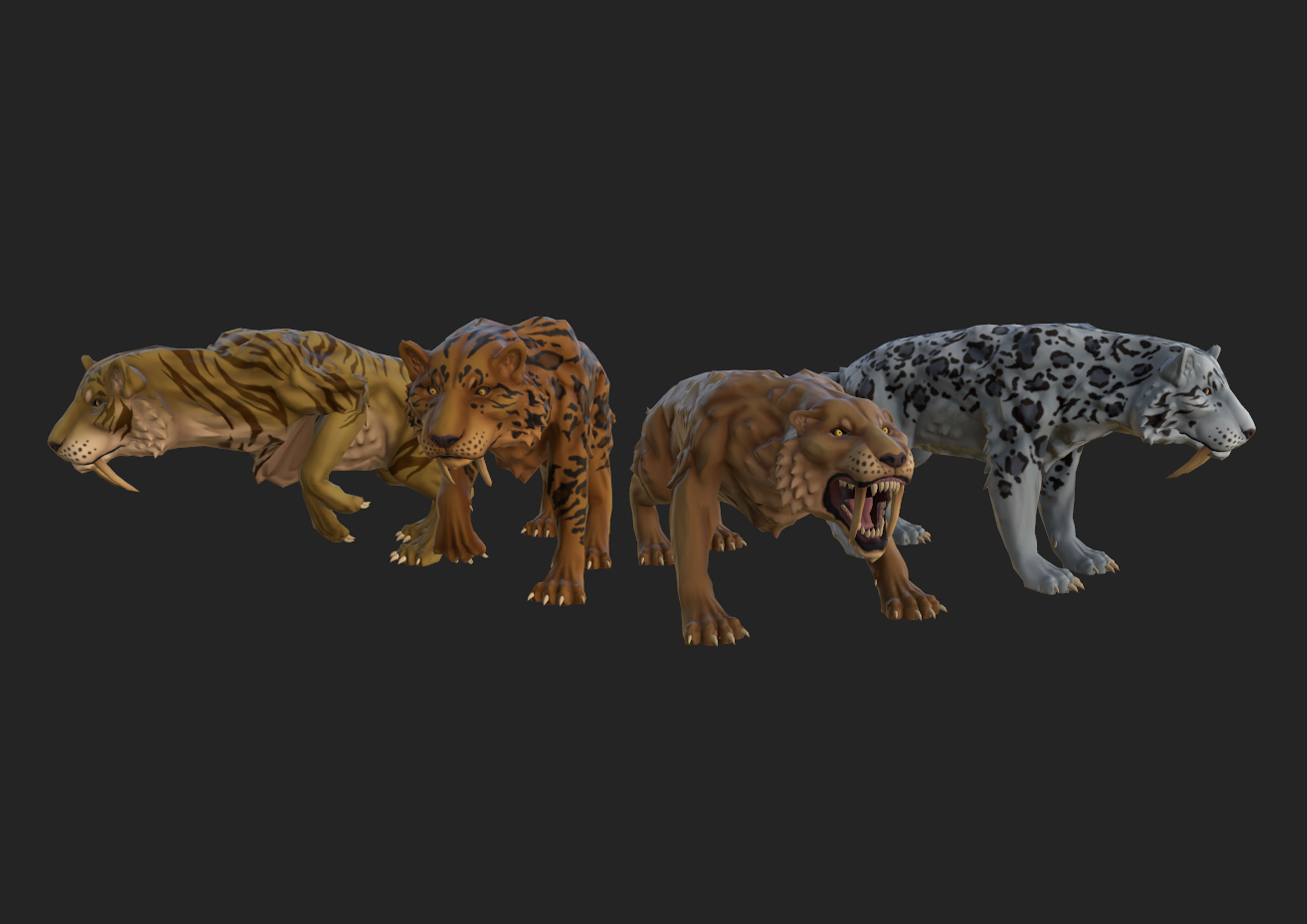 Semi realistic Sabertooth tiger 4 textures | Fab